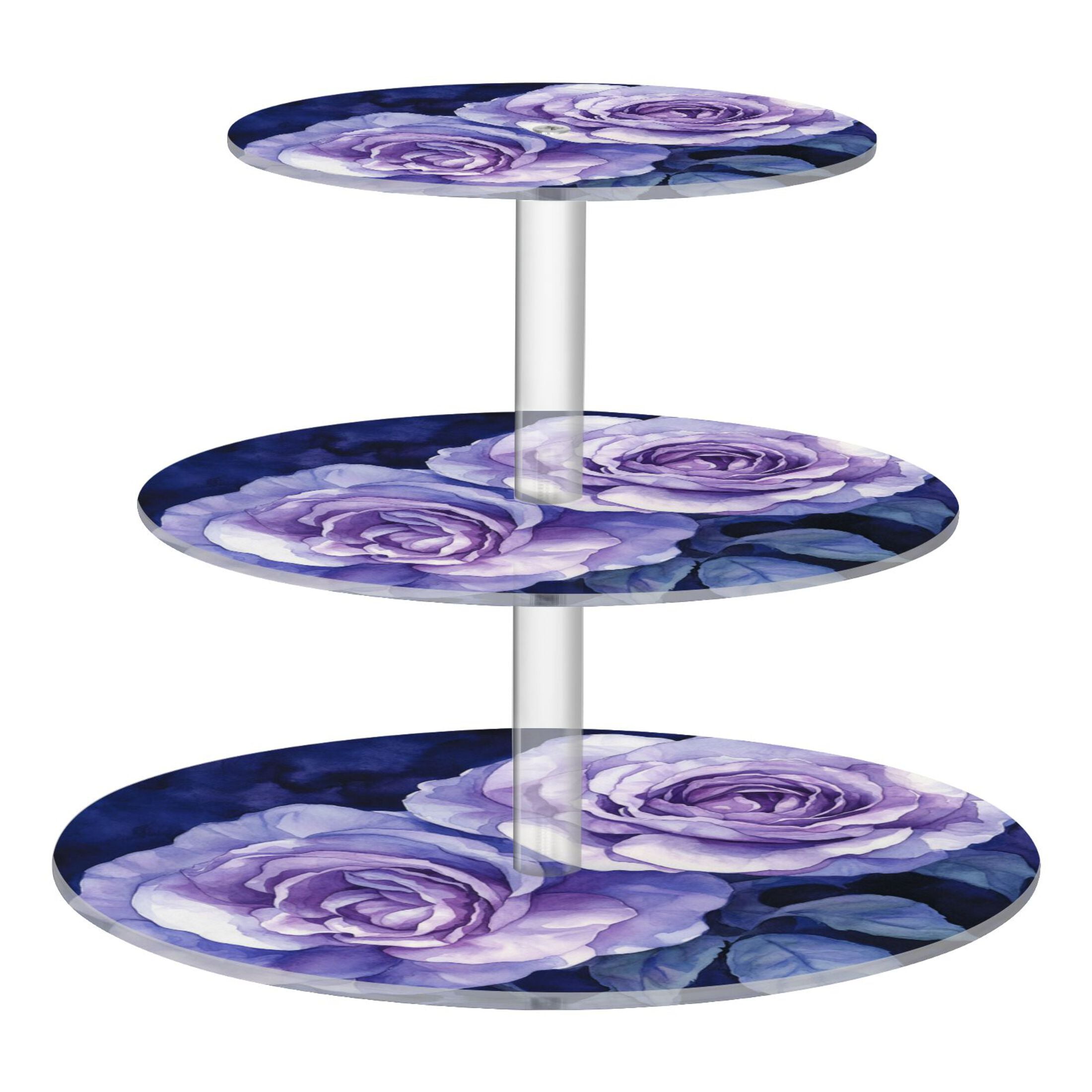 Wobogo Lilac Rose 3 Tier Acrylic Cake Stand with Clear Round Hold for ...