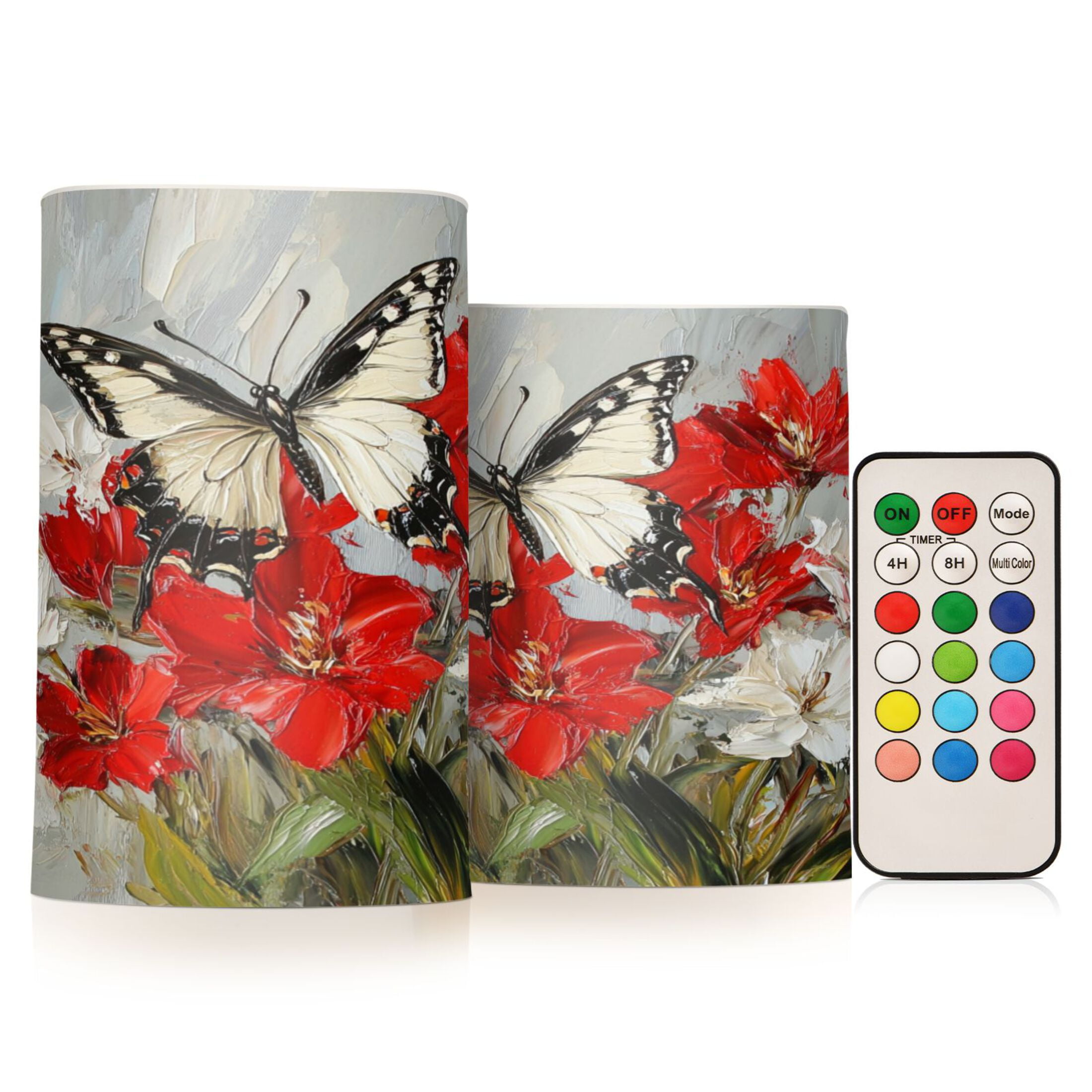 Wobogo Lily Butterfly Combo Flameless Flickering Candle Light with ...