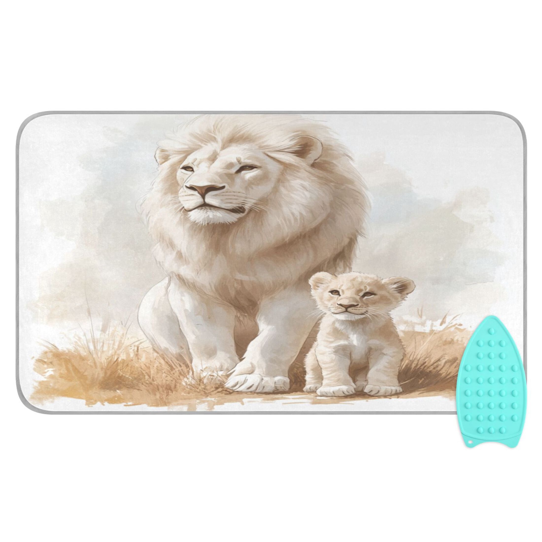 Wobogo Lion and Its Cub Ironing Mat Blanket Quilted Washer Dryer Heat ...