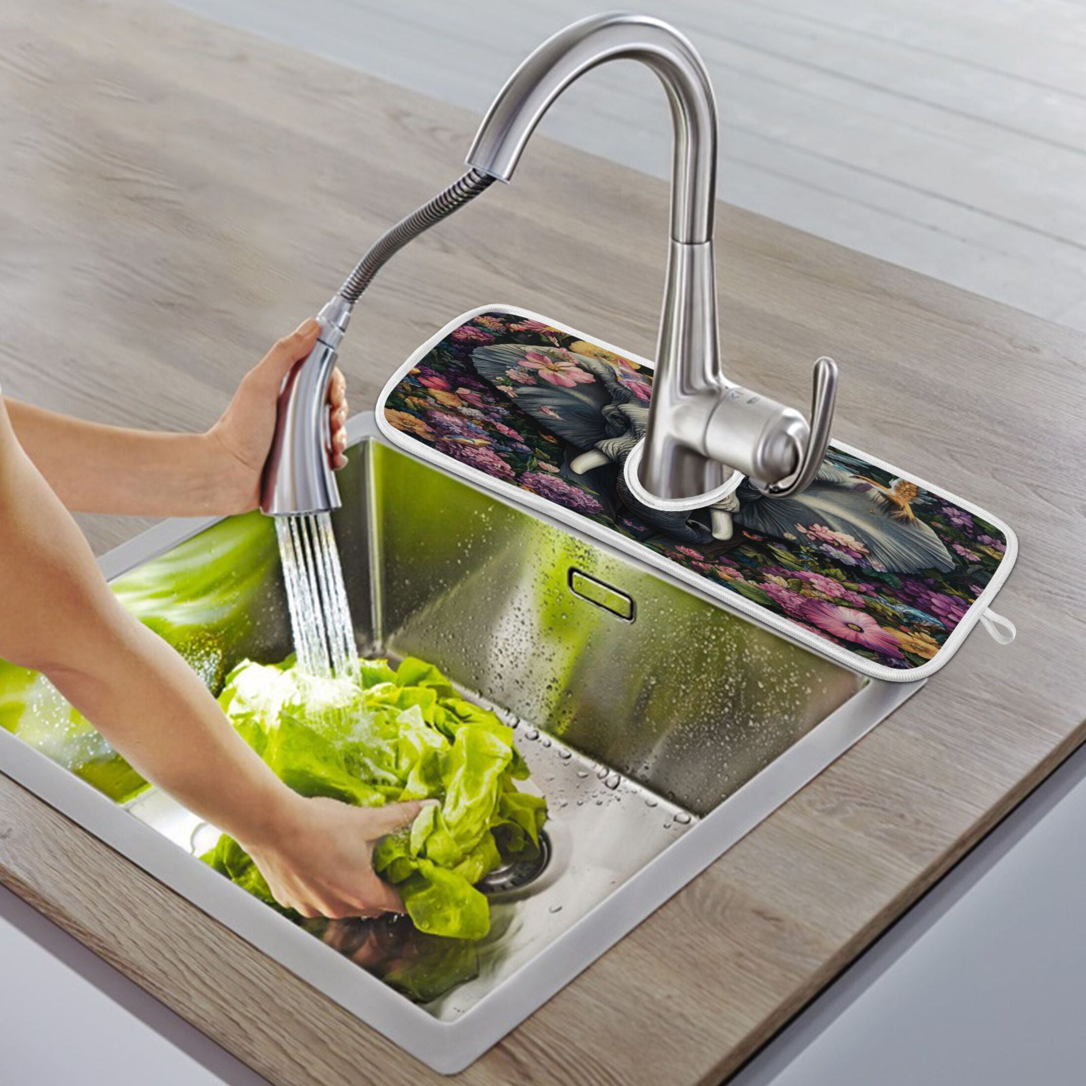 Wobogo Majestic Elephant Faucet Drying Mat Set of 2 Sponge Material ...