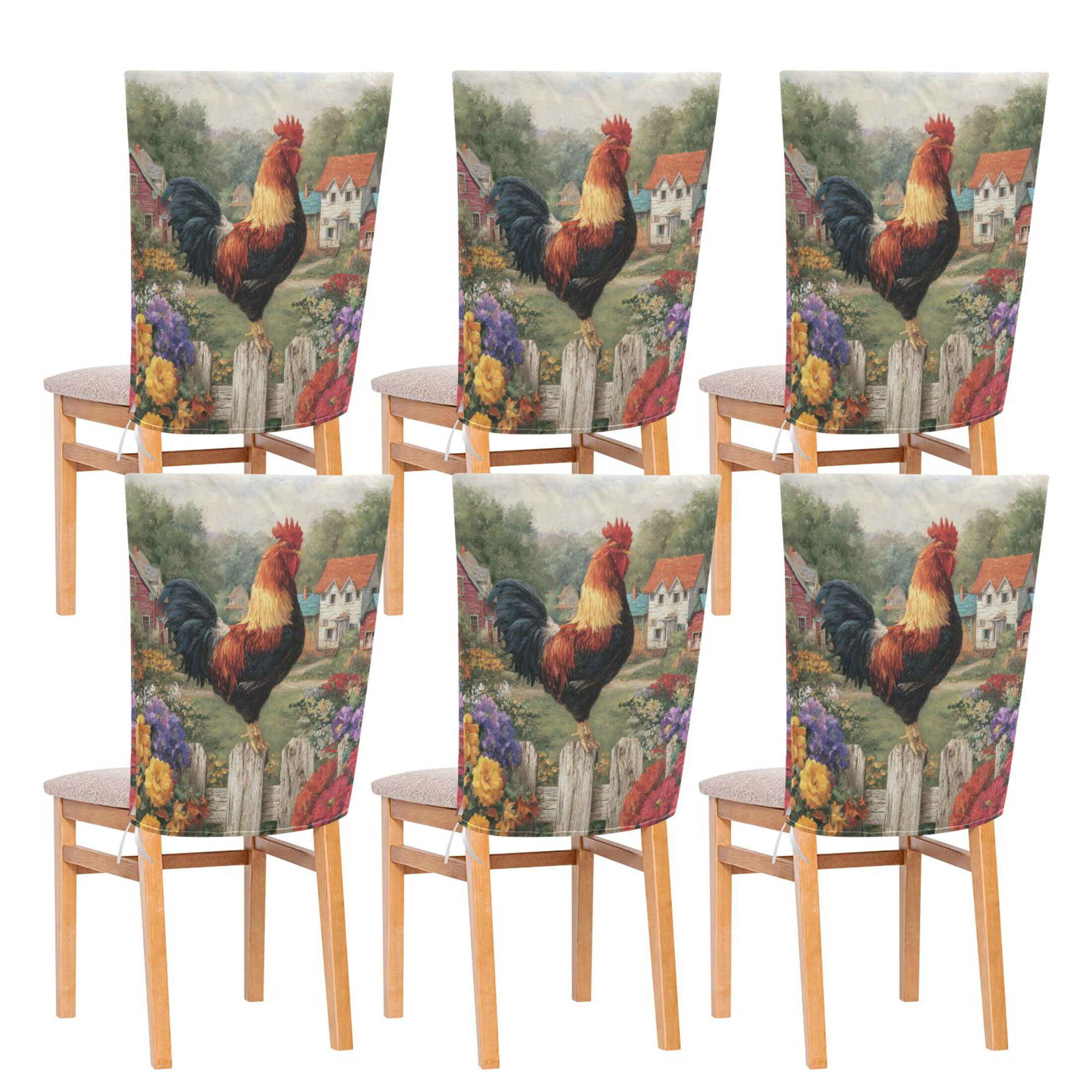 Wobogo Majestic Rooster Dining Room Chair Covers 6 Pieces Super Fit ...