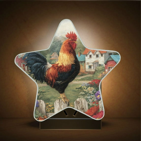 Wobogo Majestic Rooster LED Star Night Light 0.2 Watt Wall Plug Dusk to ...