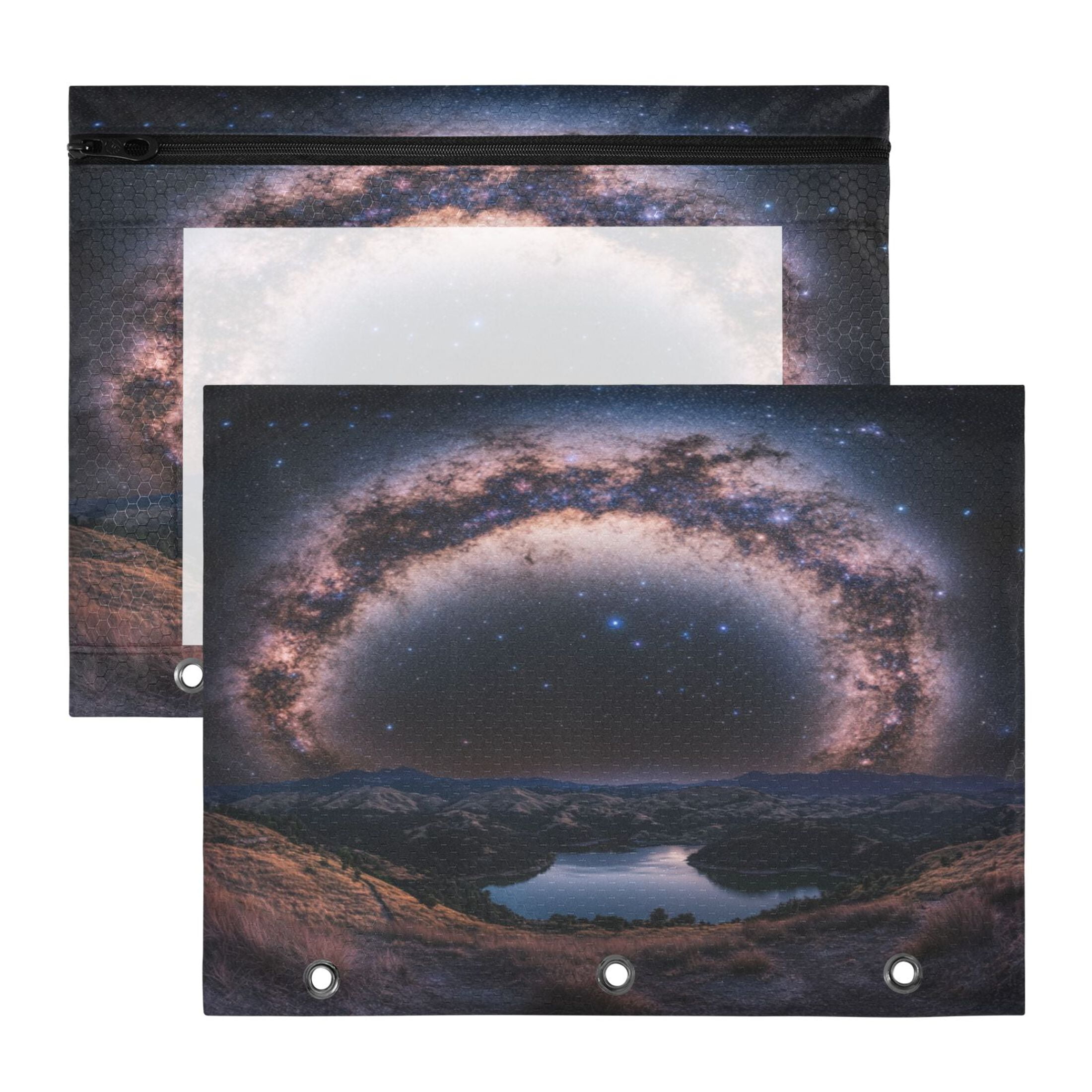 Wobogo Many Stars A4 Size Clear Polyester File Pocket Set of 2 Zipper ...