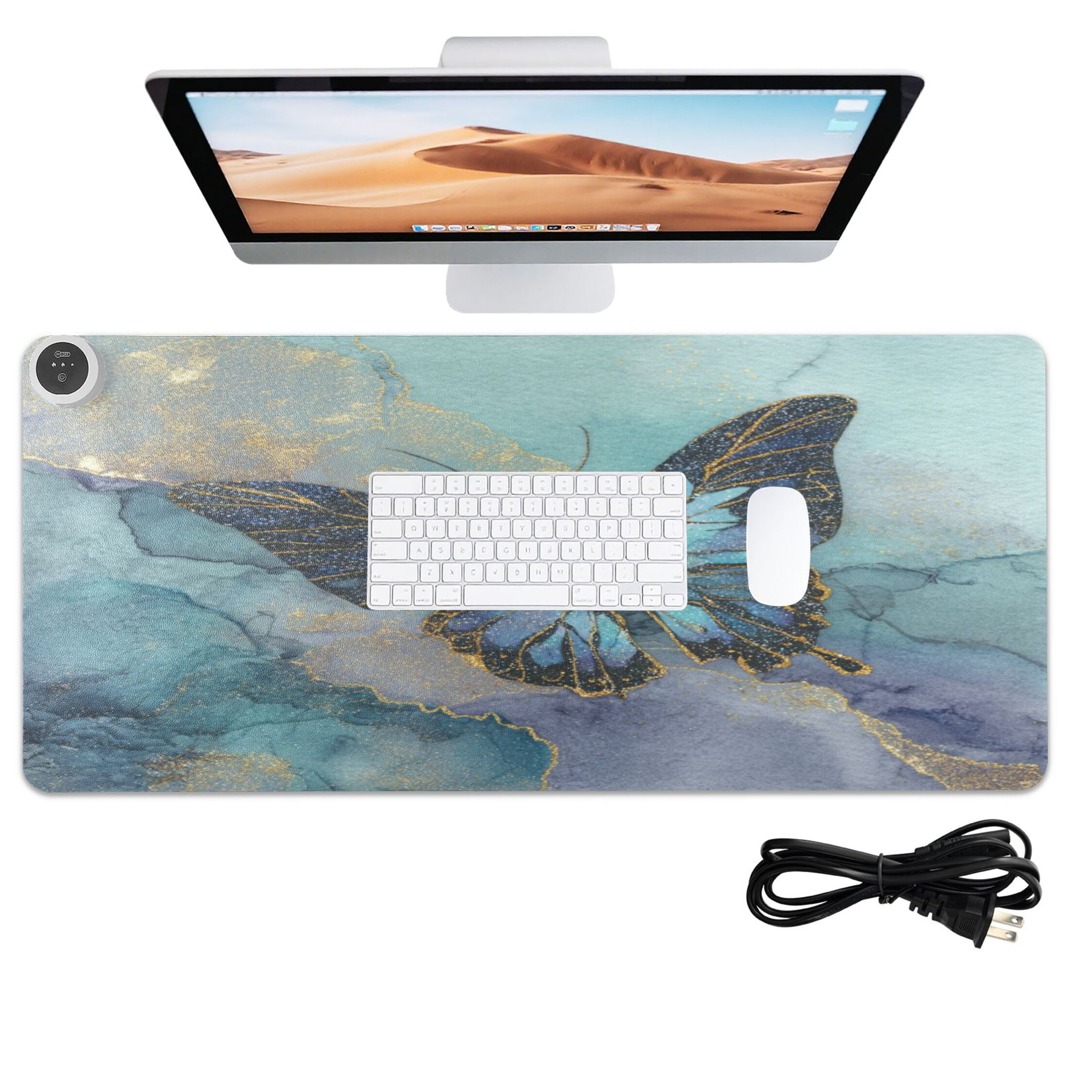 Wobogo Marble Butterfly Heated Mouse Pad Extra-Large Desk Mat With 3 ...