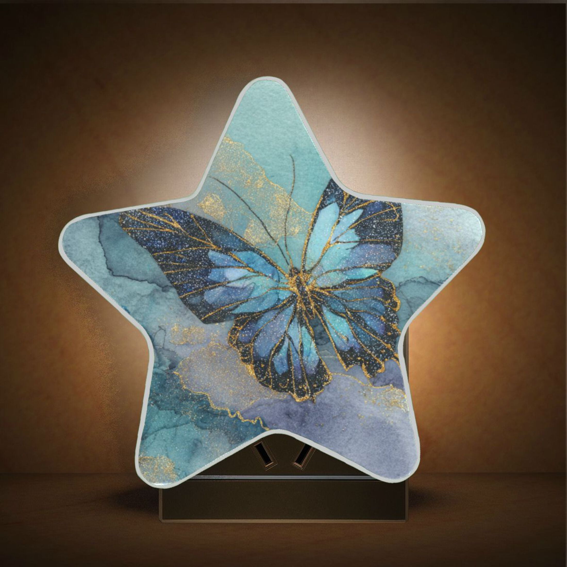 Wobogo Marble Butterfly LED Star Night Light 0.2 Watt Wall Plug Dusk to ...