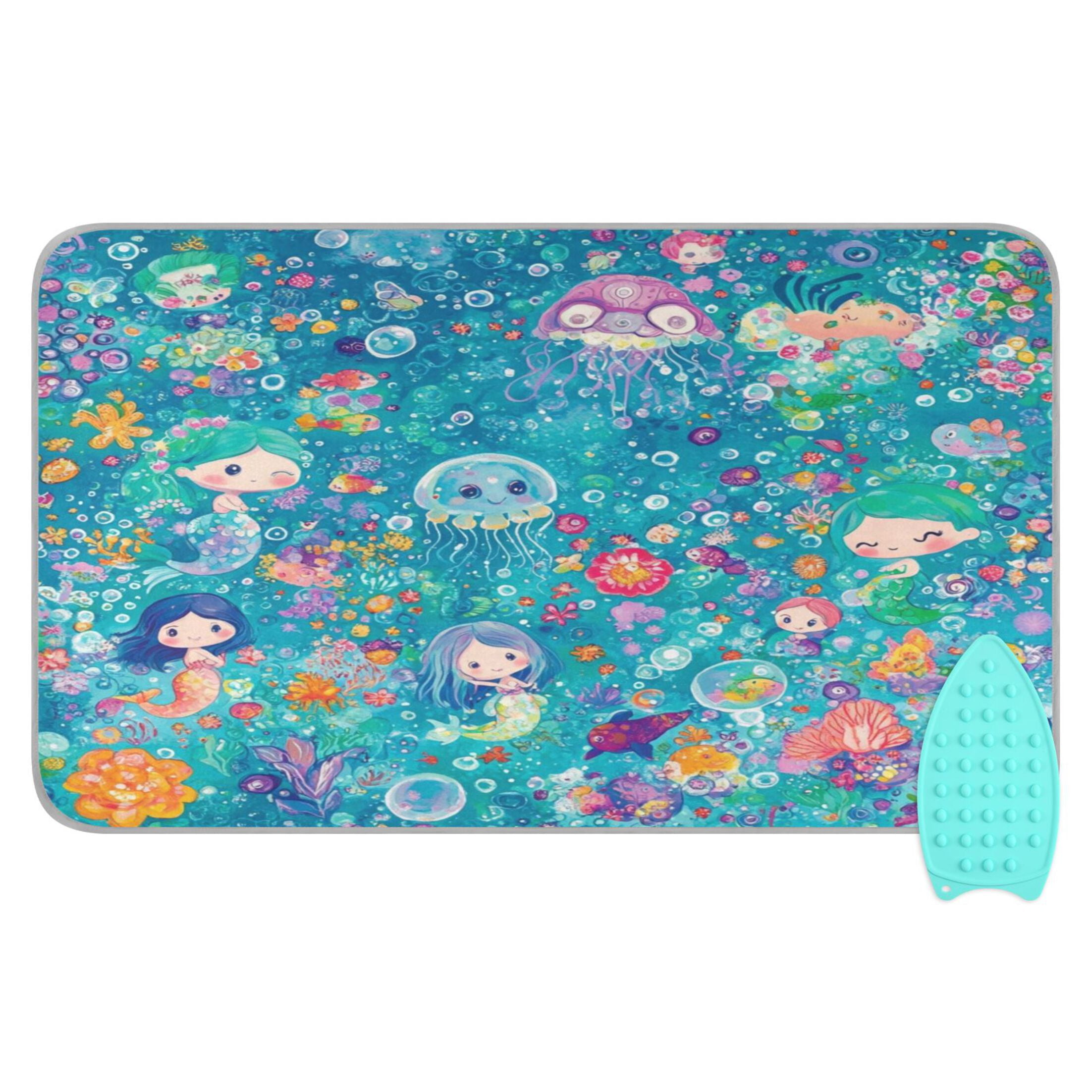 Wobogo Mermaid Jellyfish Colorful Patterns Ironing Mat Blanket Quilted ...