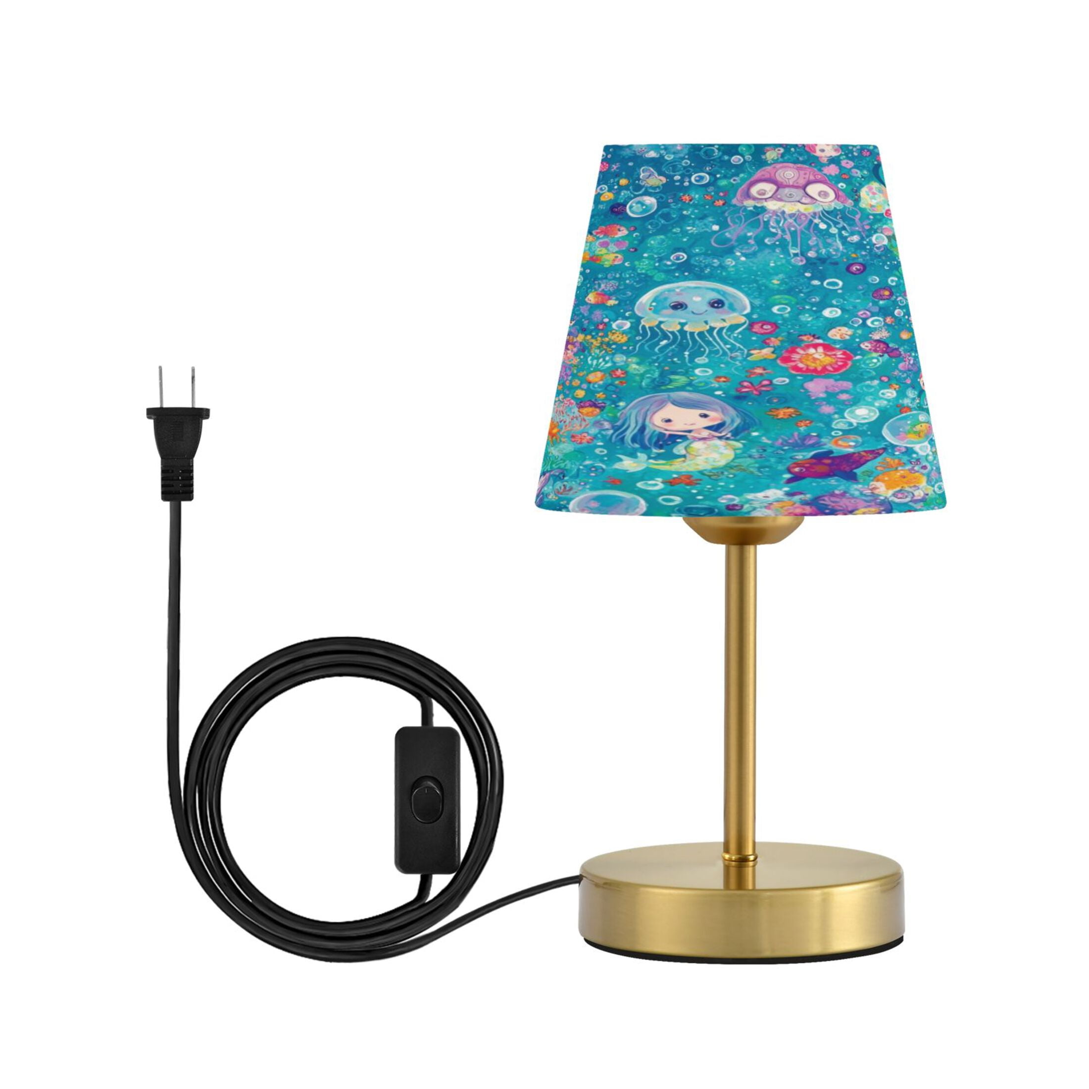 Wobogo Mermaid Jellyfish Colorful Patterns Table Lamps Three-channel ...