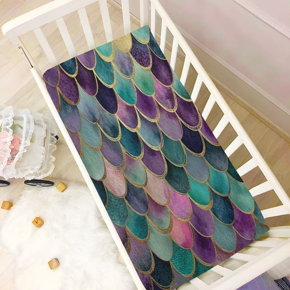 Wobogo Mermaid Scales Baby Crib Sheets Super Soft Microfiber Playard ...