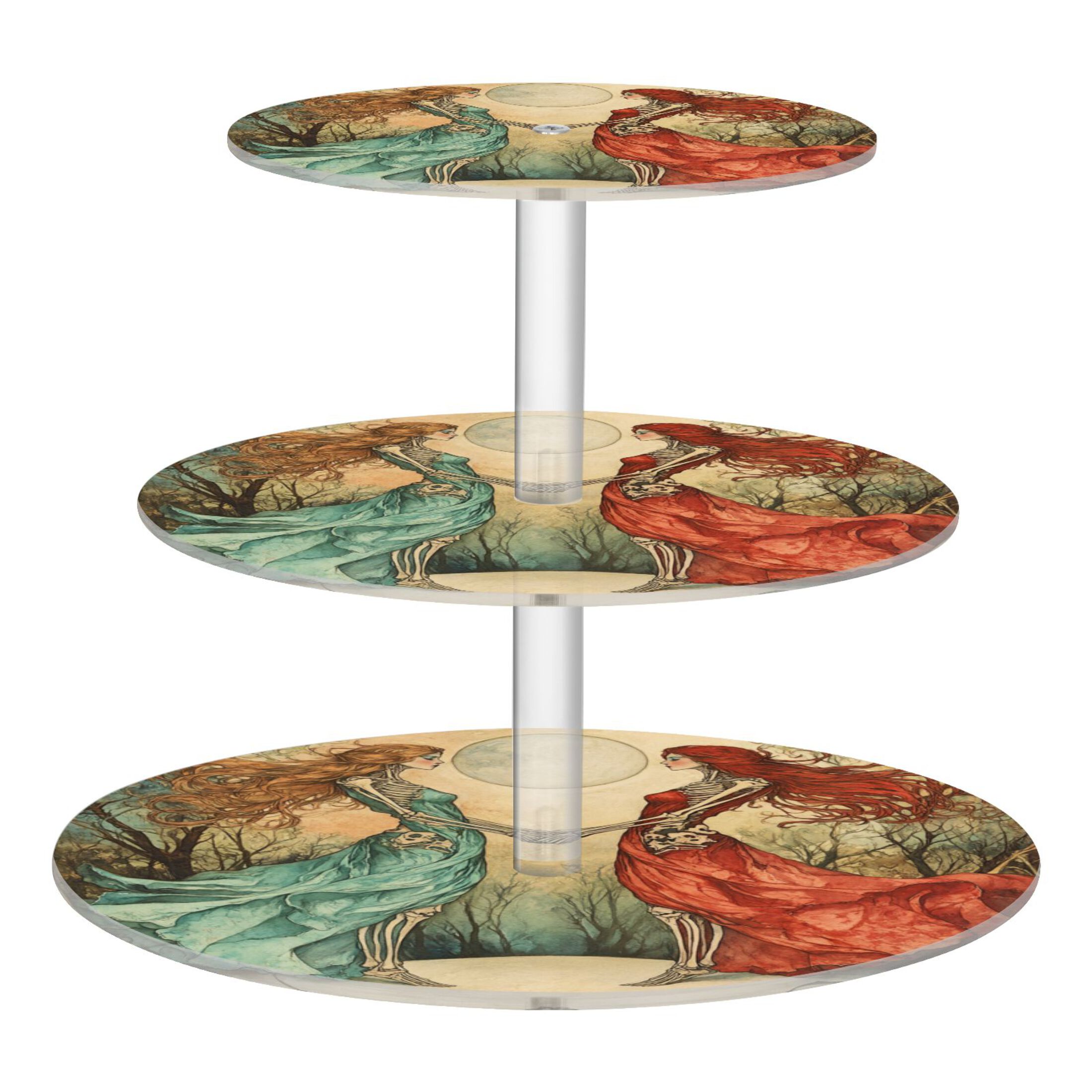 Wobogo Mirror Image Bone Lady 3 Tier Acrylic Cake Stand with Clear ...