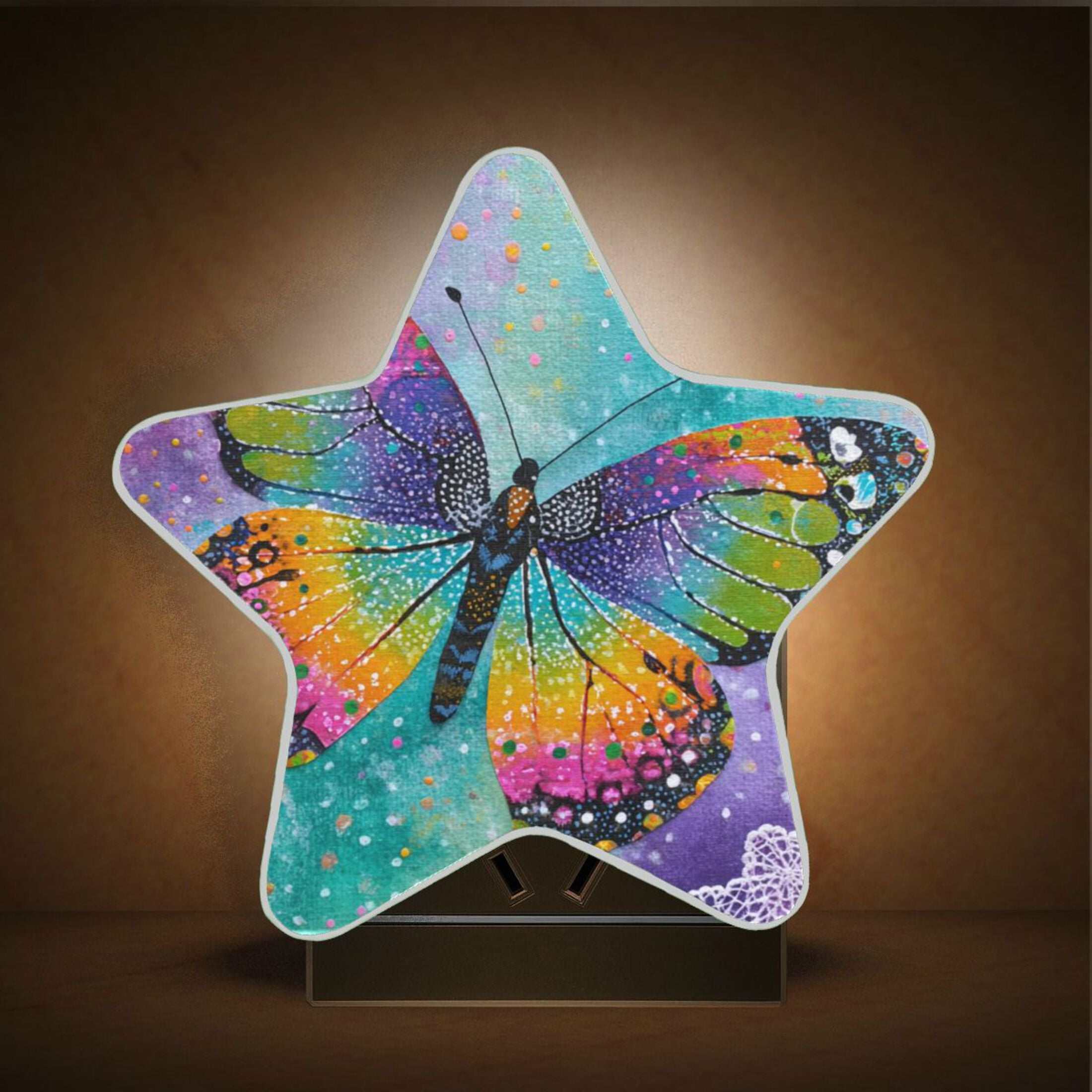 Wobogo Monarch Butterfly LED Star Night Light 0.2 Watt Wall Plug Dusk ...