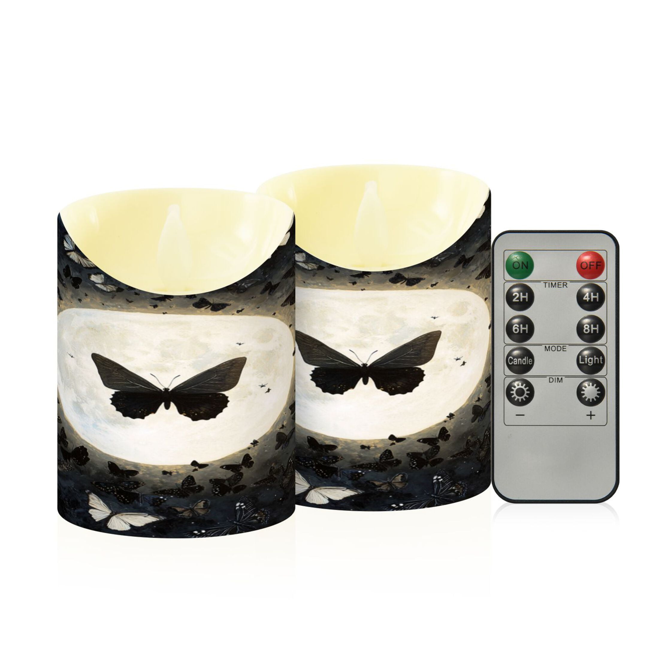Wobogo Moonlight Butterfly Flameless Candles with Remote Battery ...