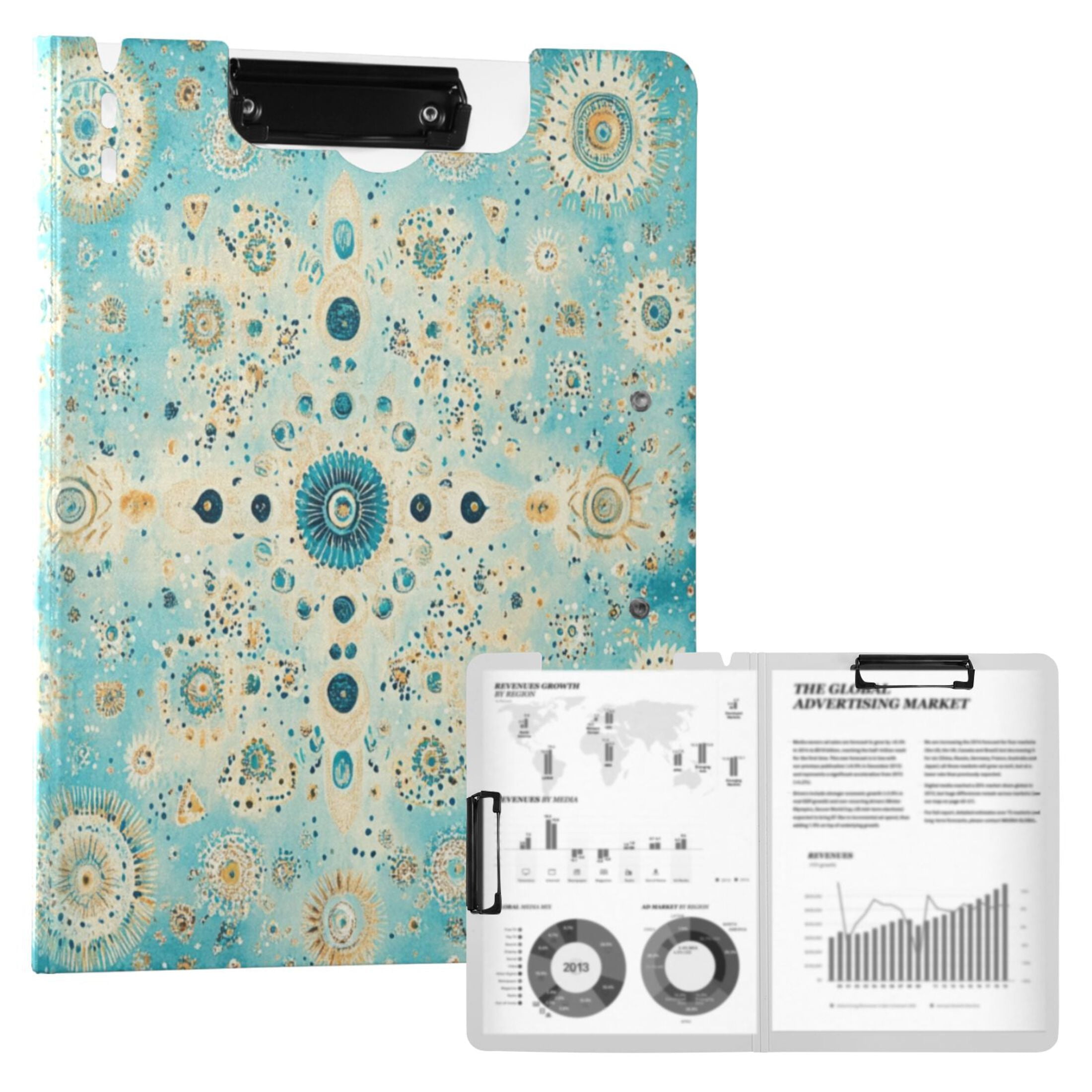 Wobogo Moroccan Style Pattern A4 Foldable Clipboard with Horizontal and ...