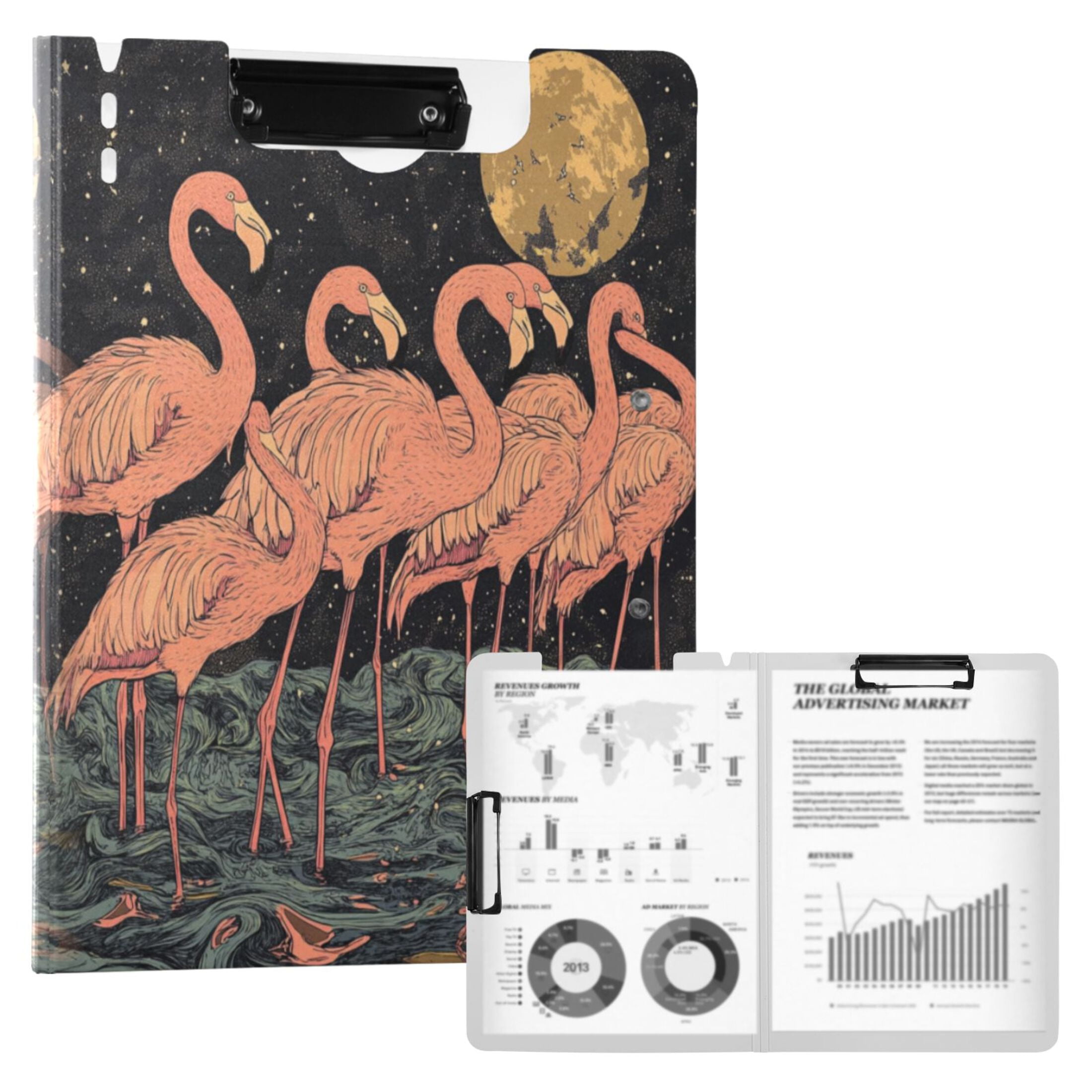 Wobogo Night Sky Flamingo Pattern A4 Foldable Clipboard with Horizontal ...