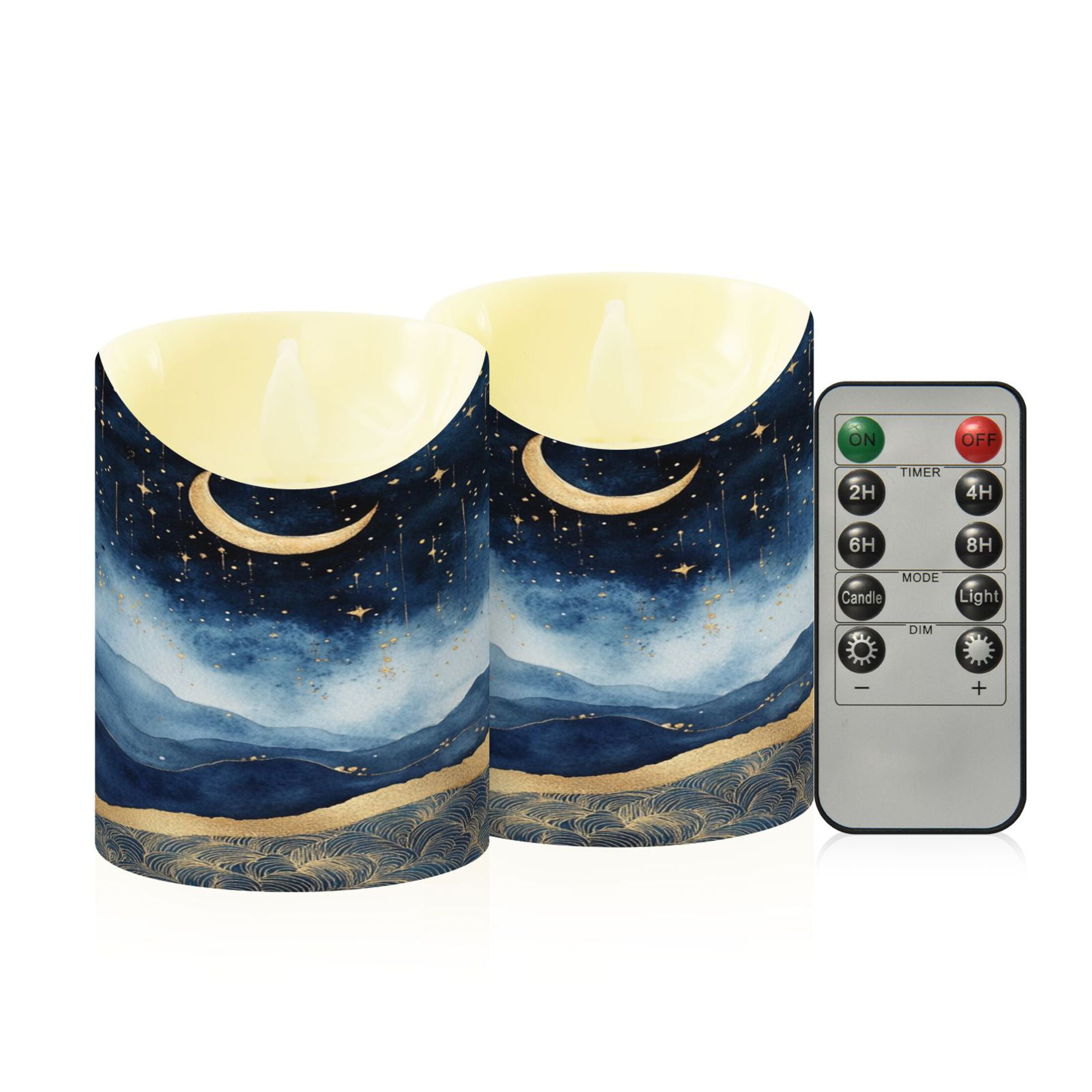 Wobogo Night Sky over The Sea Flameless Candles with Remote Battery ...