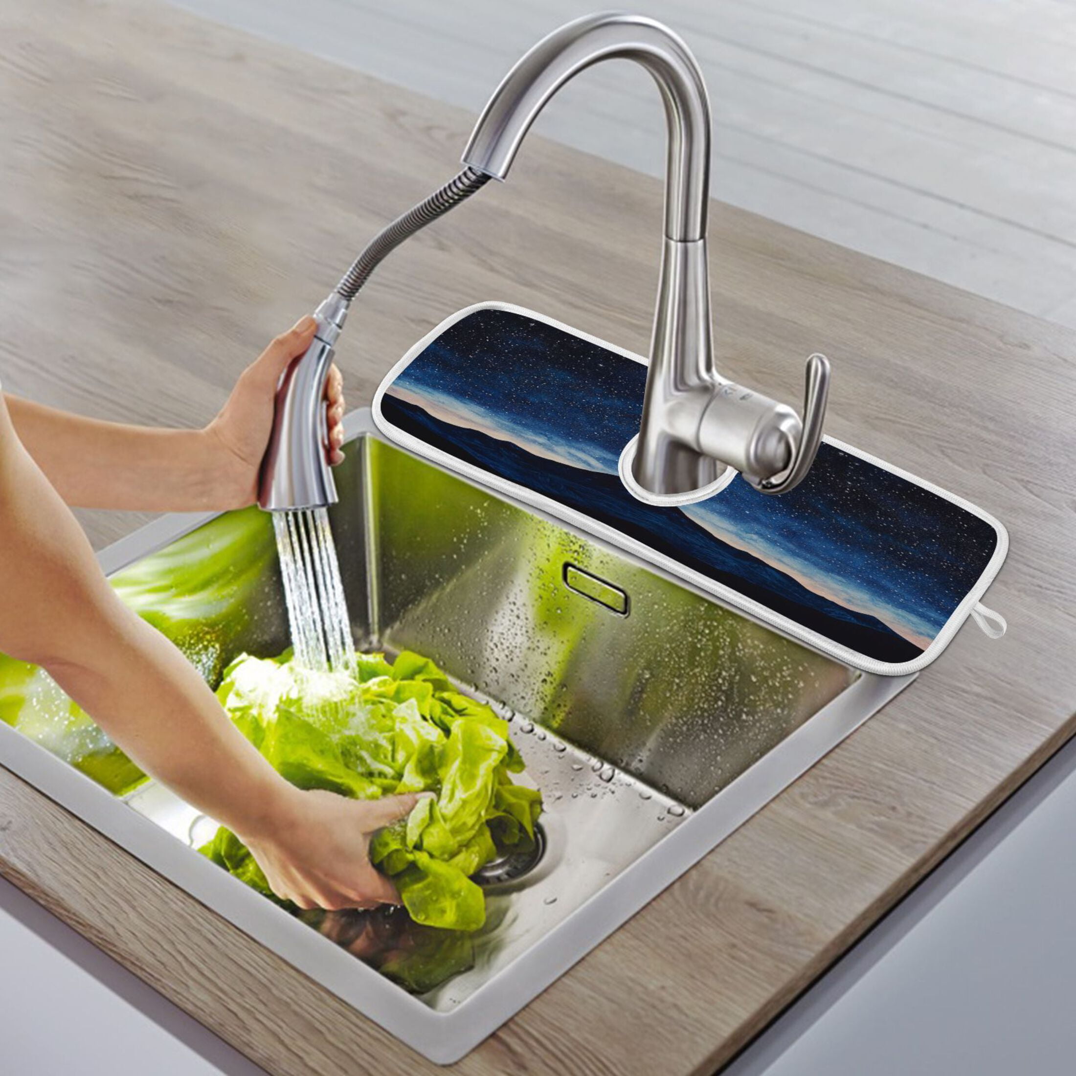 Wobogo Night View Of Stars Faucet Drying Mat Set of 2 Sponge Material ...