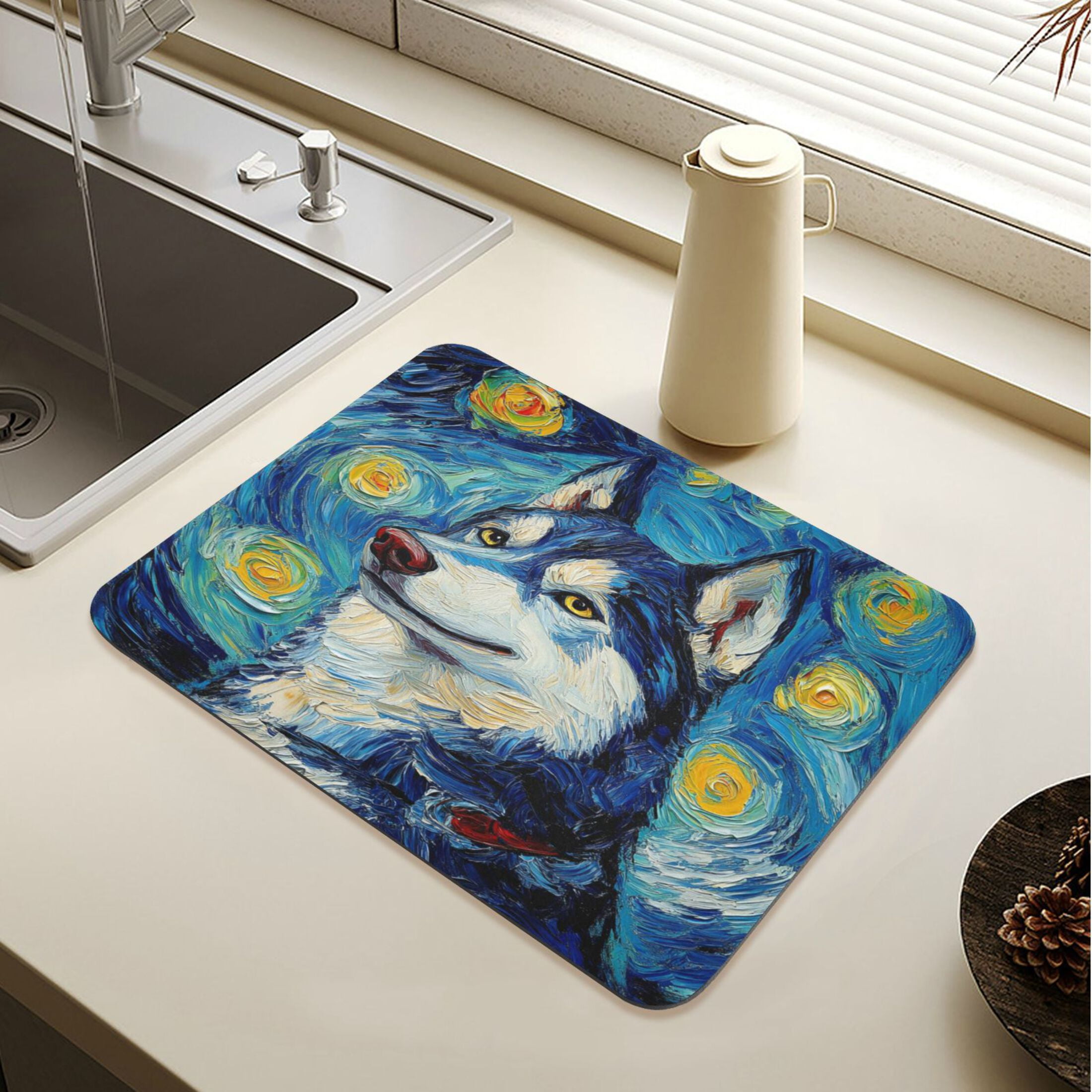 Wobogo Oil Painting Styles Husky Dish Drying Mats Diatomaceous Earth ...