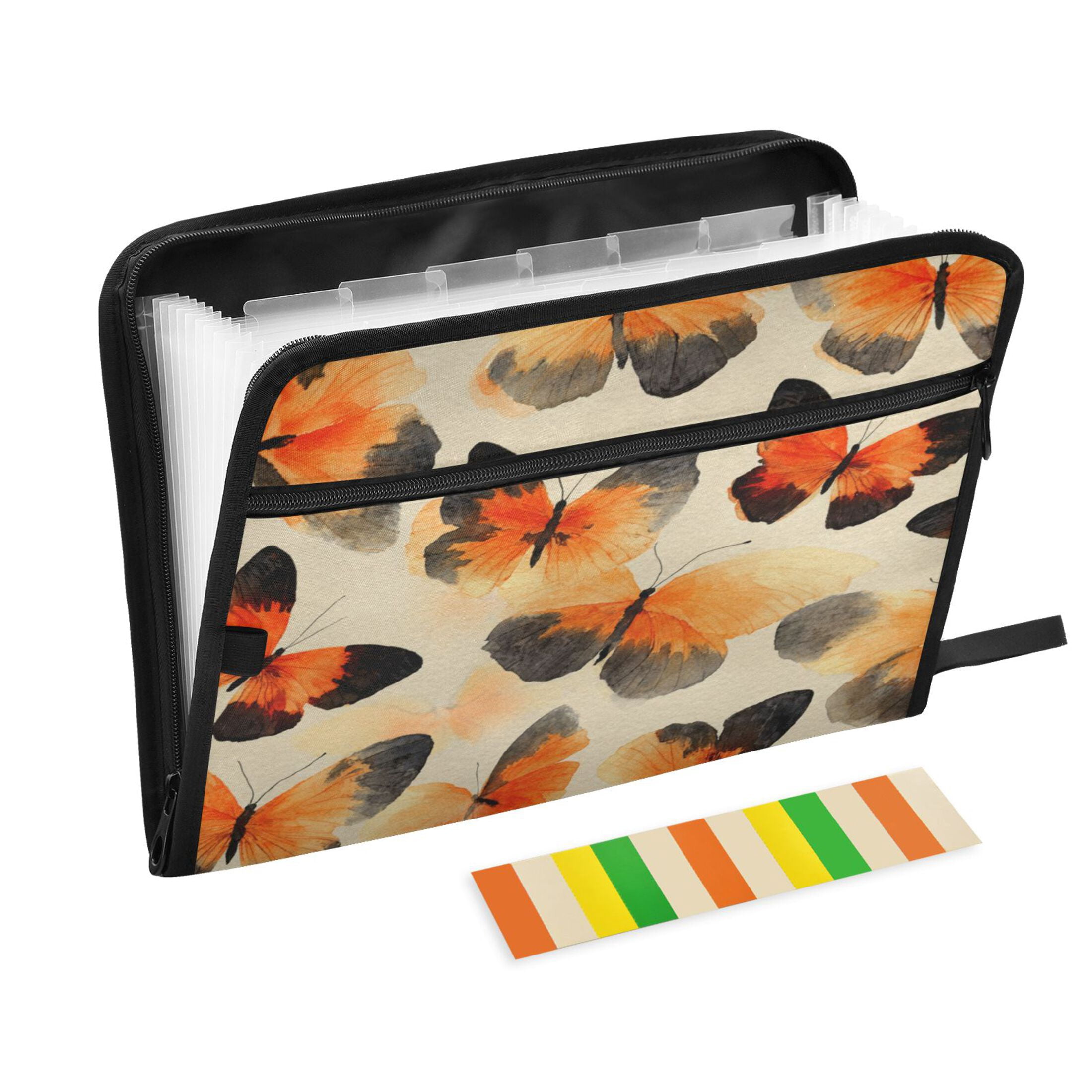 Wobogo Orange Black Butterfly Expanding File Folder Letter Size ...