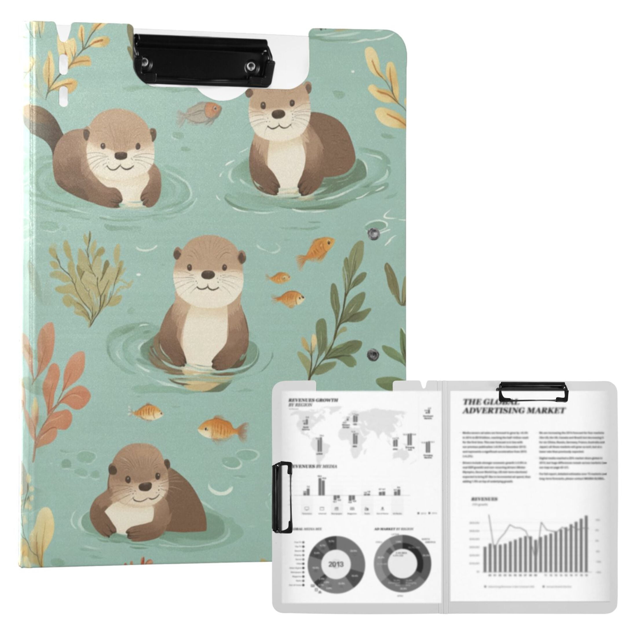 Wobogo Otter Fish Seaweed A4 Foldable Clipboard with Horizontal and ...