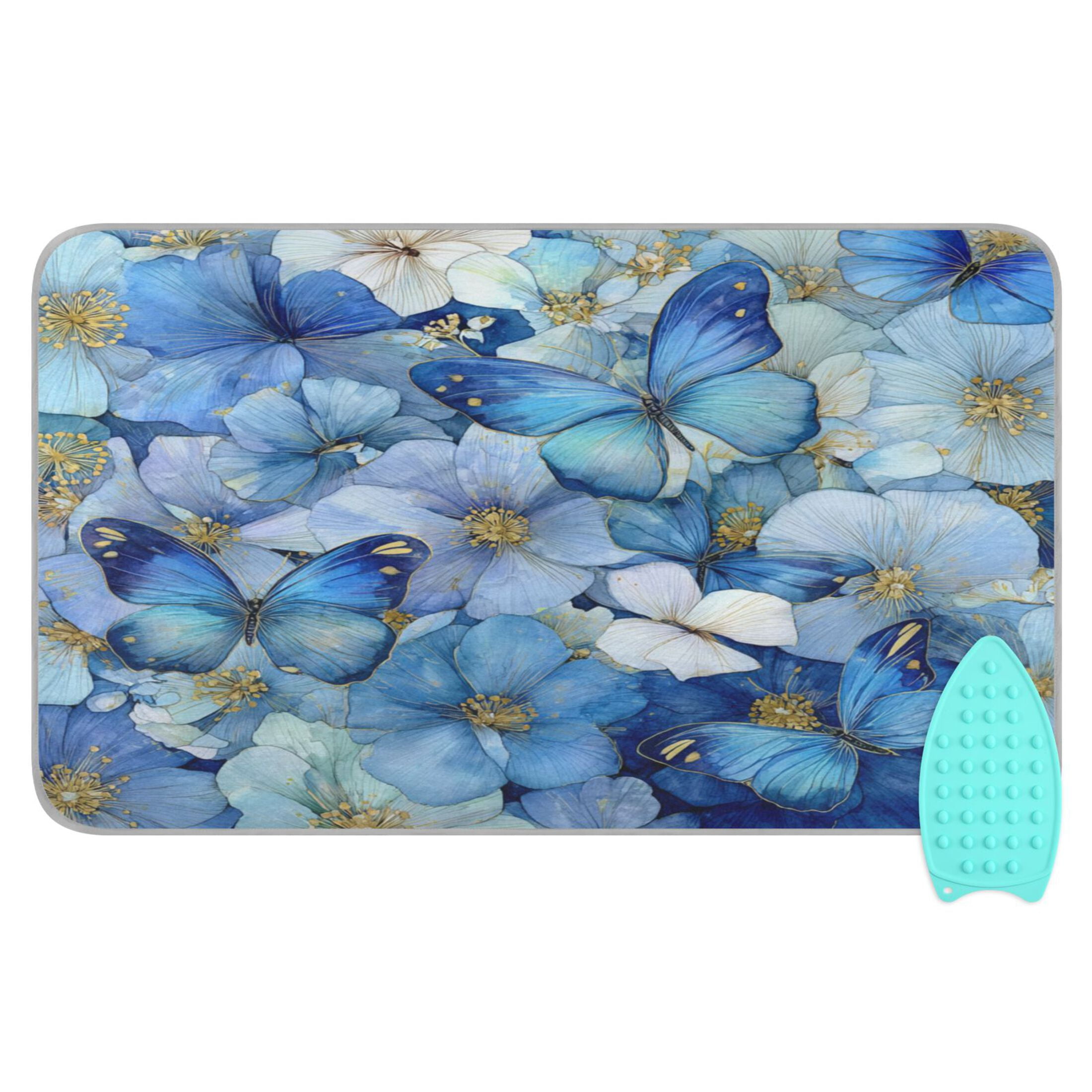 Wobogo Pale Blue Butterfly Ironing Mat Blanket Quilted Washer Dryer ...