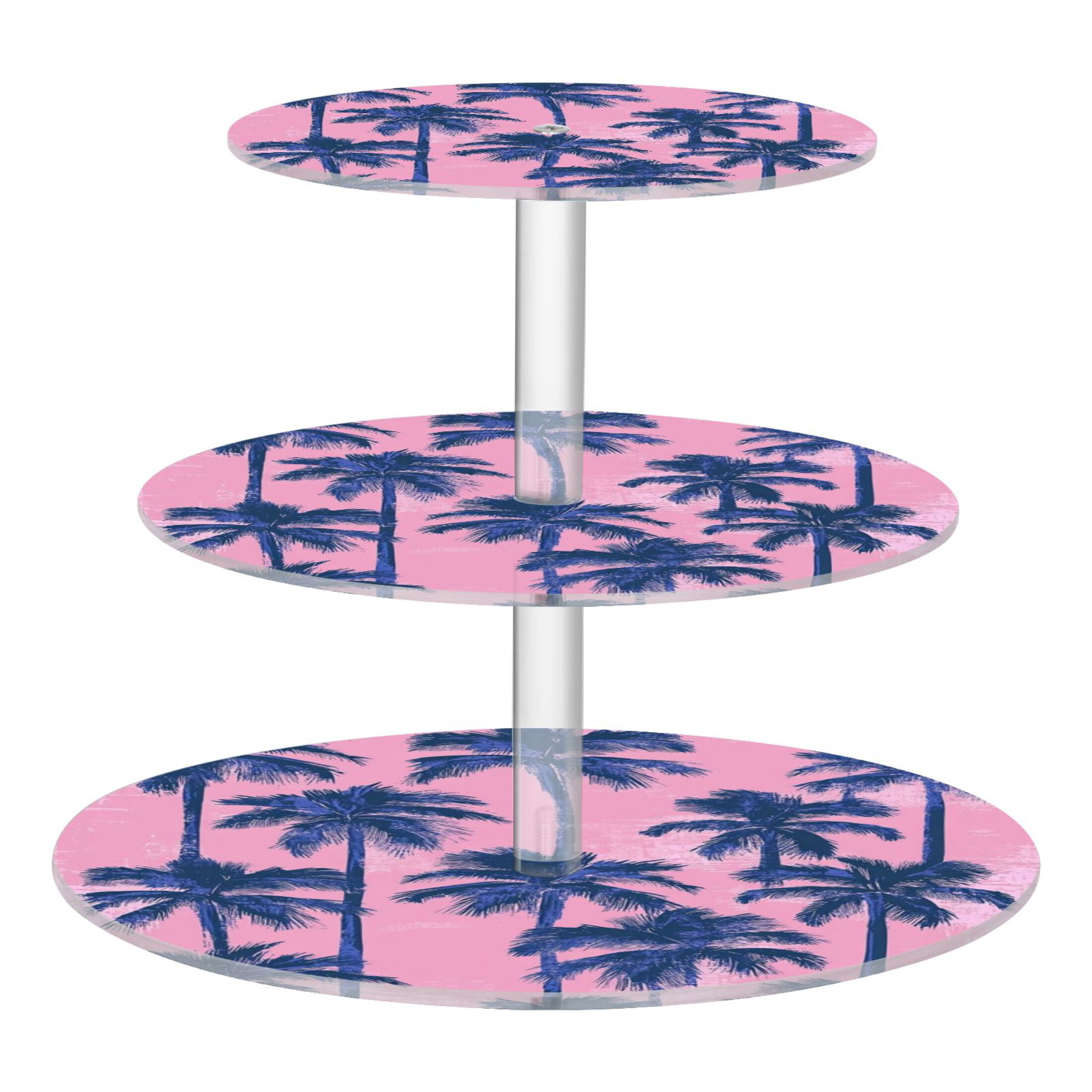 Wobogo Palm Trees 3 Tier Acrylic Cake Stand with Clear Round Hold for ...