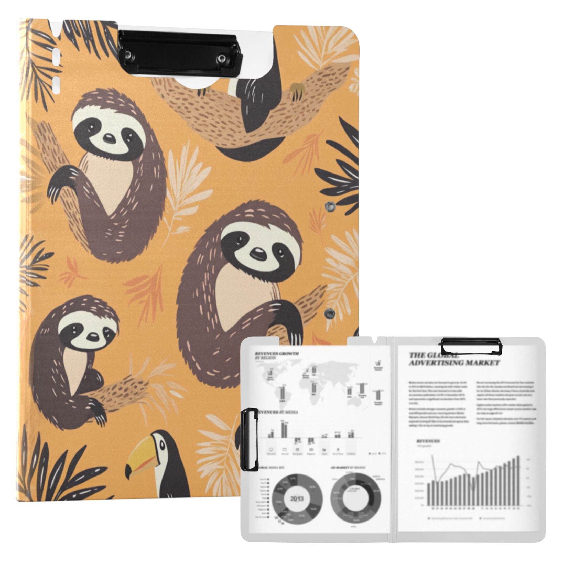 Wobogo A Pattern with Cute Sloth and Toucan in The Jungle A4 Foldable ...