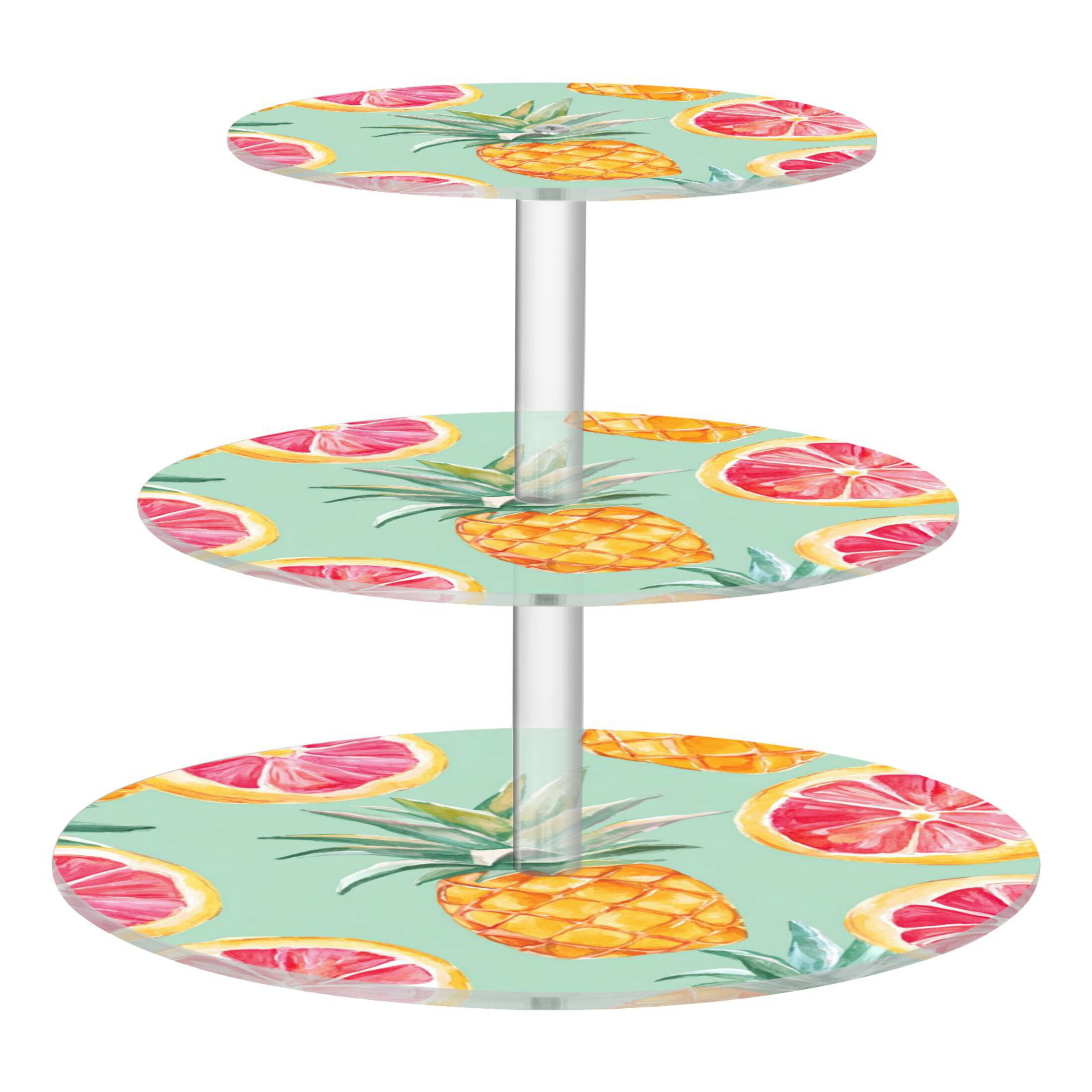 Wobogo Pineapple Blood Orange 3 Tier Acrylic Cake Stand with Clear ...