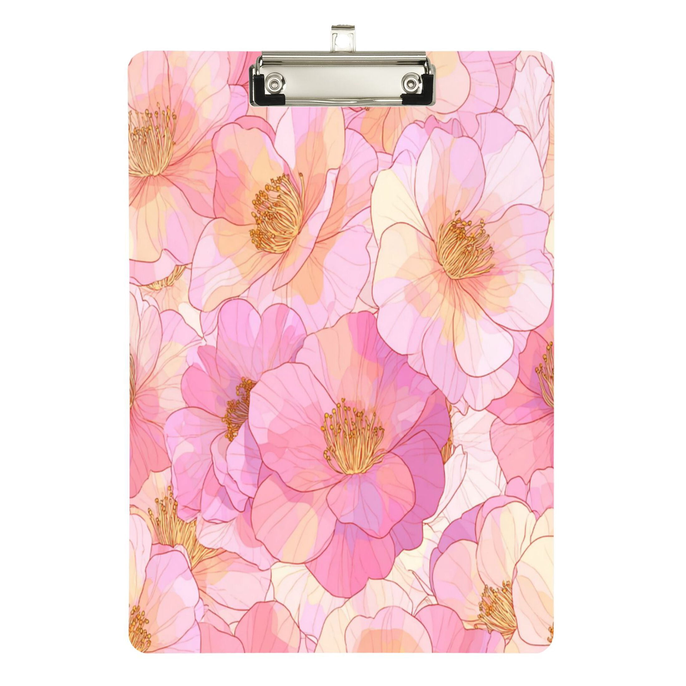 Wobogo Pink Camellia Acrylic Writing Pad Silver Clip Stardard Size A4 ...
