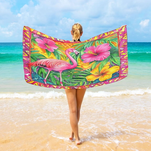 Pink Flamingo Beach Towels for Beach Pool and Travel Essentials