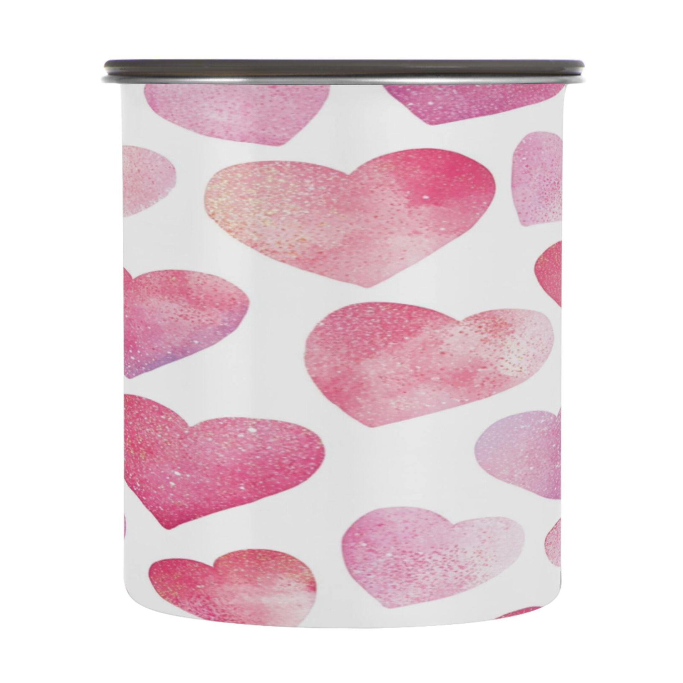 Wobogo Pink Glitter Hearts Pattern Food Storage Jars 304 Food Grade ...