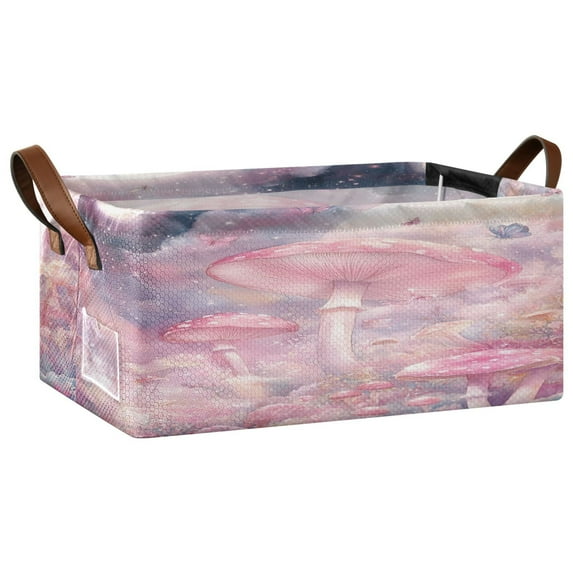 Wobogo Pink Mushroom Butterfly Storage Basket Soccer Plaid Fabric ...