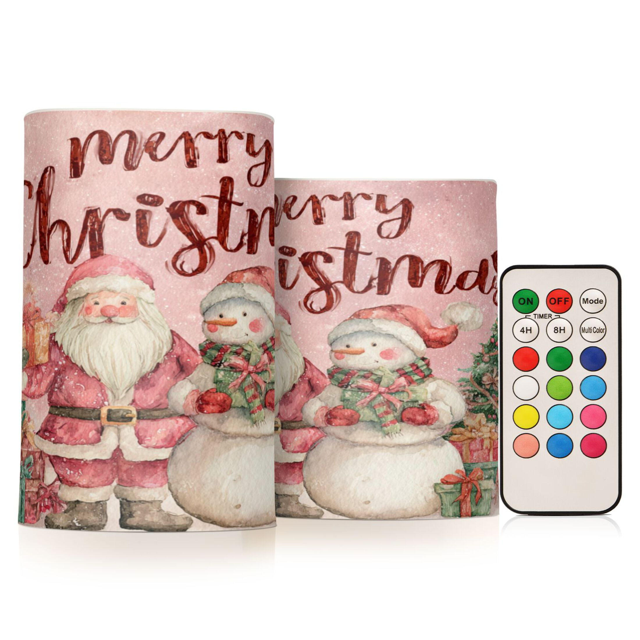 Wobogo Pink Santas and Snowmen Combo Flameless Flickering Candle Light ...