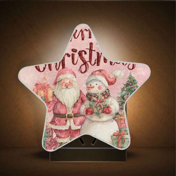 Wobogo Pink Santas and Snowmen LED Star Night Light 0.2 Watt Wall Plug ...