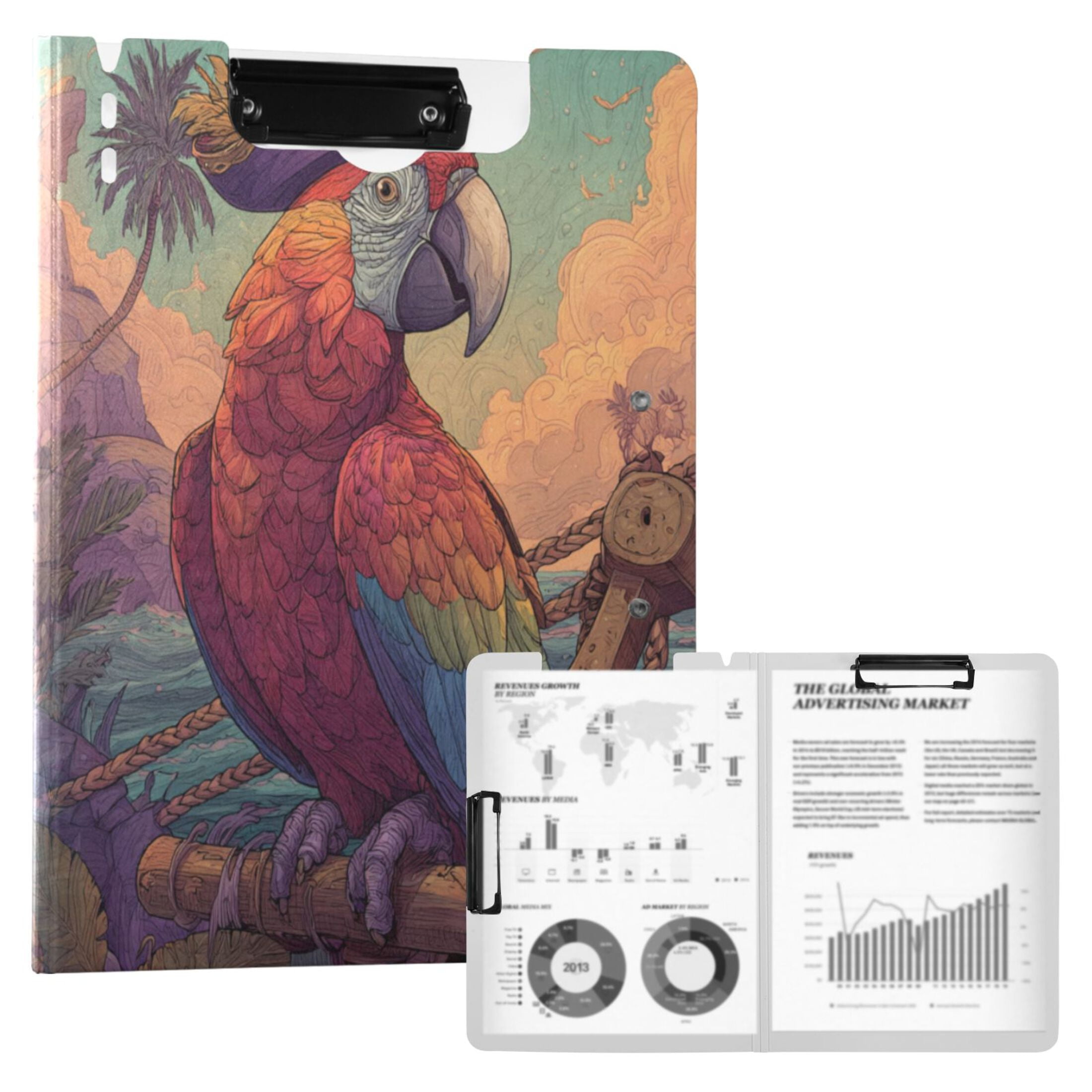Wobogo Pirate Parrot A4 Foldable Clipboard with Horizontal and Vertical ...