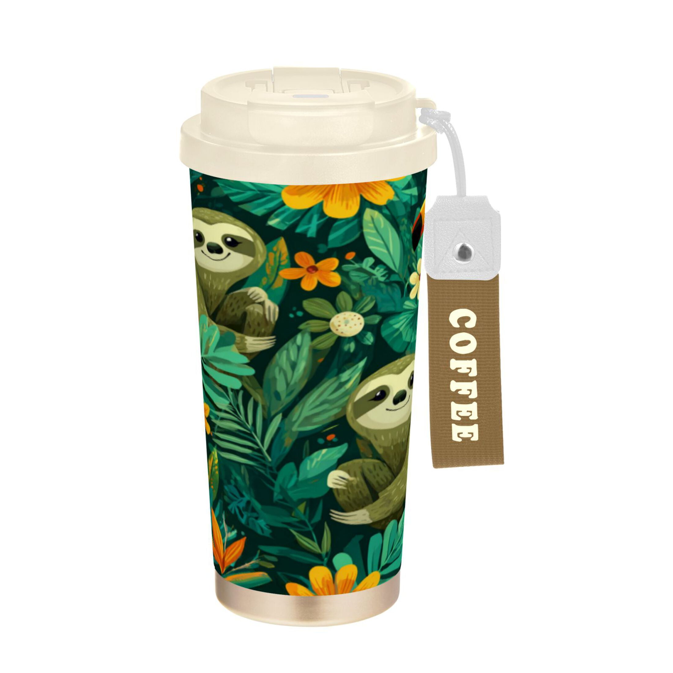 Wobogo Playful Sloths Double Drinking Coffee Cup Insulated Mug with ...