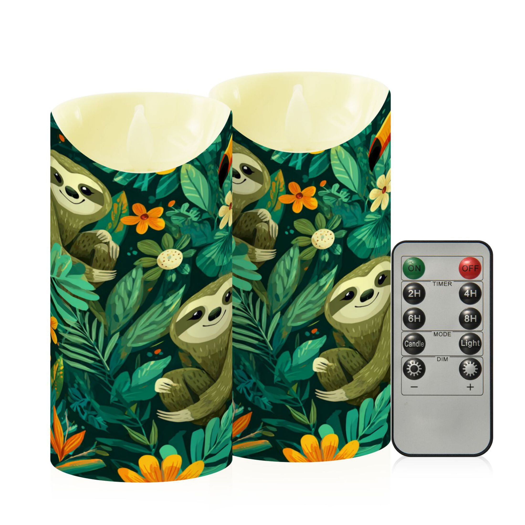 Wobogo Playful Sloths Flameless Candles with Remote Battery Operated ...