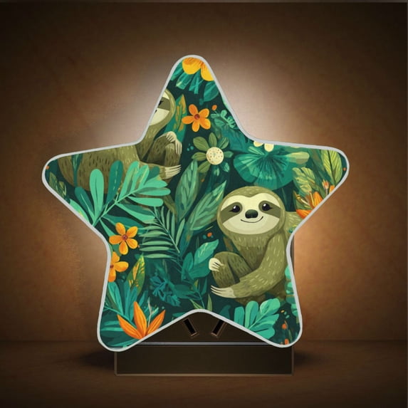 Wobogo Playful Sloths LED Star Night Light 0.2 Watt Wall Plug Dusk to ...