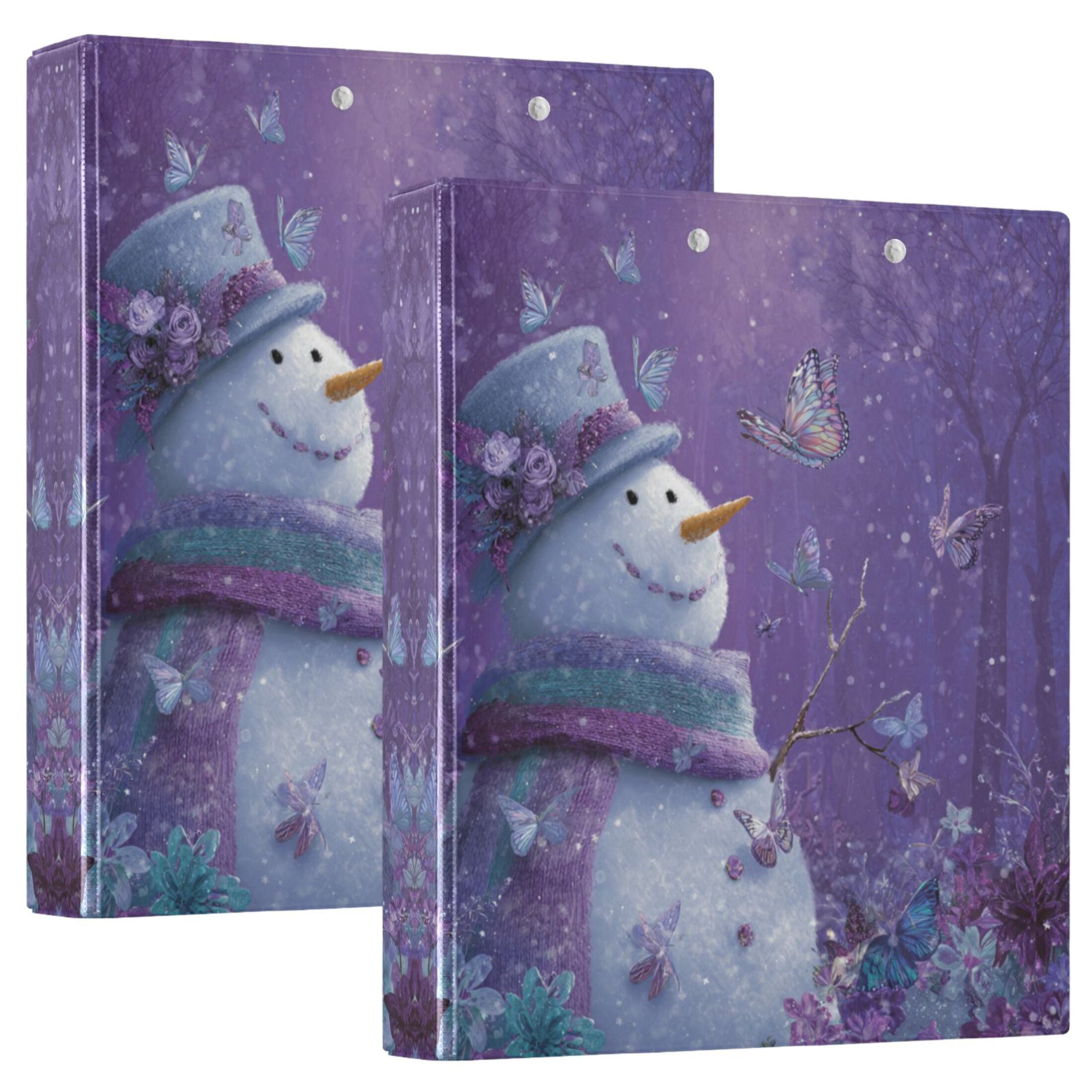 Wobogo Purple Beauty Snowman File Folders Set of 2 Extra Large Capacity ...