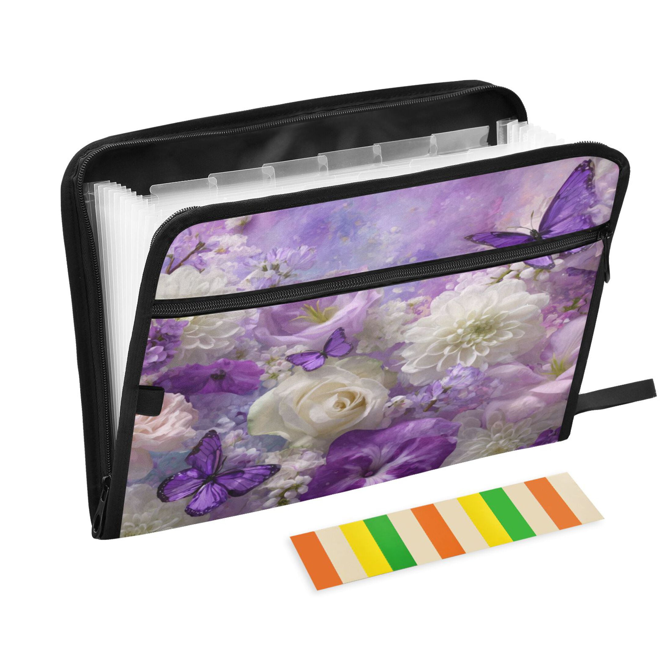 Wobogo Purple Butterfly Floral Expanding File Folder Letter Size ...