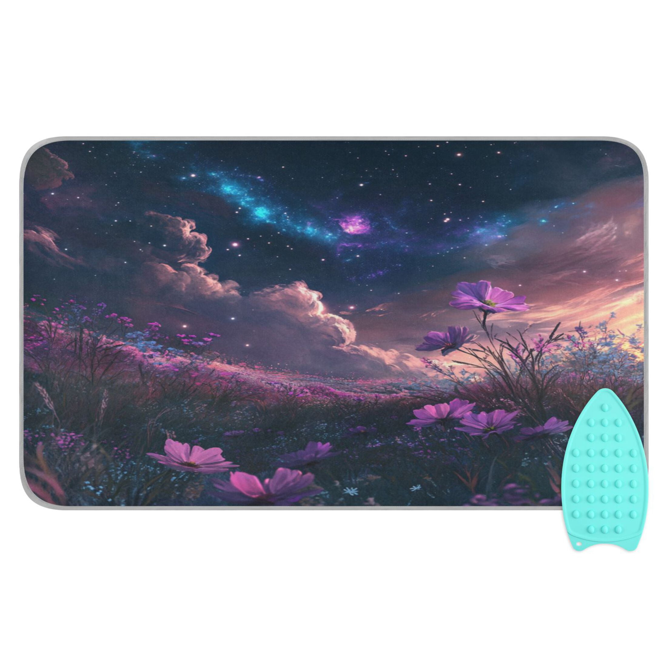Wobogo Purple Flower Sea Ironing Mat Blanket Quilted Washer Dryer Heat ...
