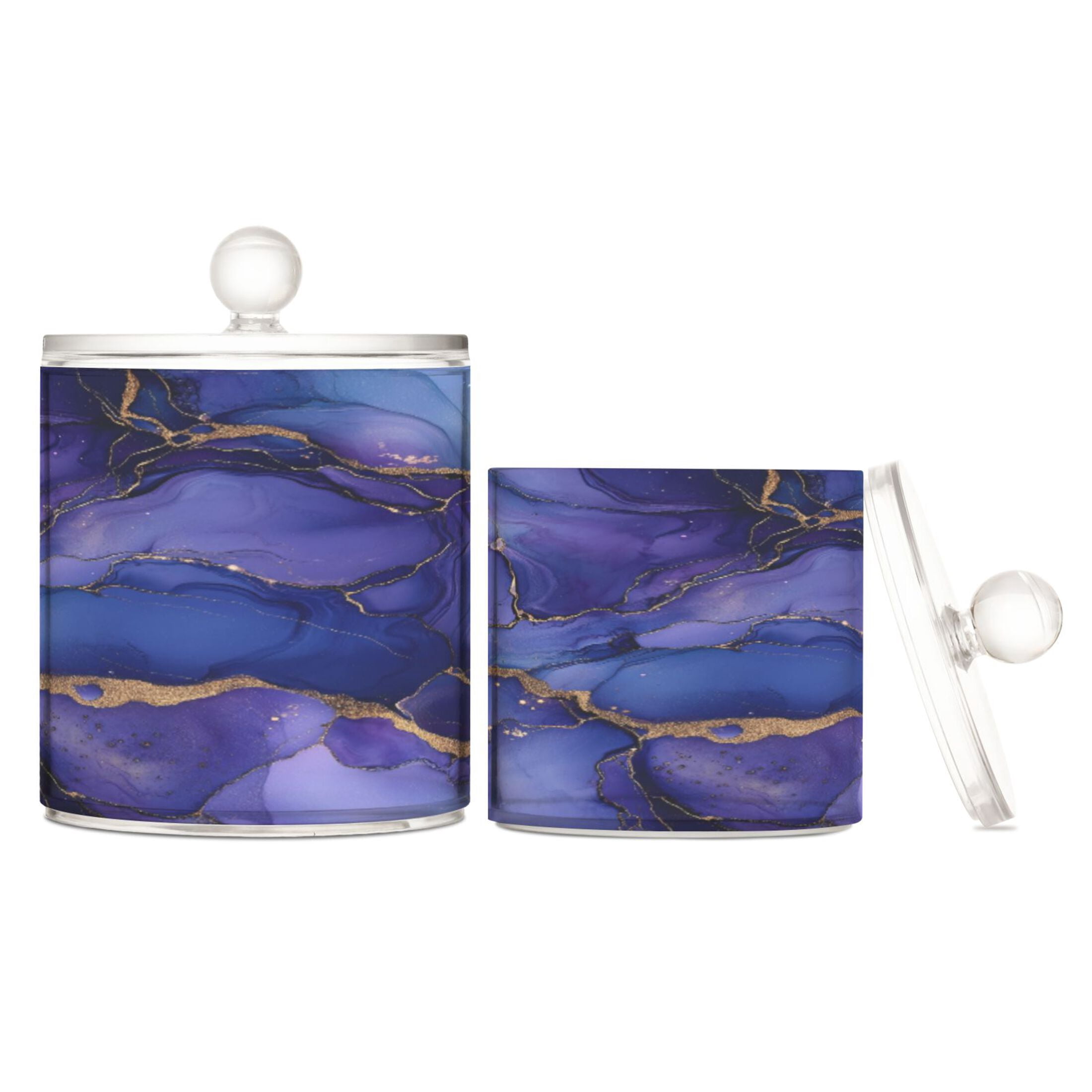 Wobogo Purple Gilt Marble Clear Plastic Jar Large and Medium Combo Set ...