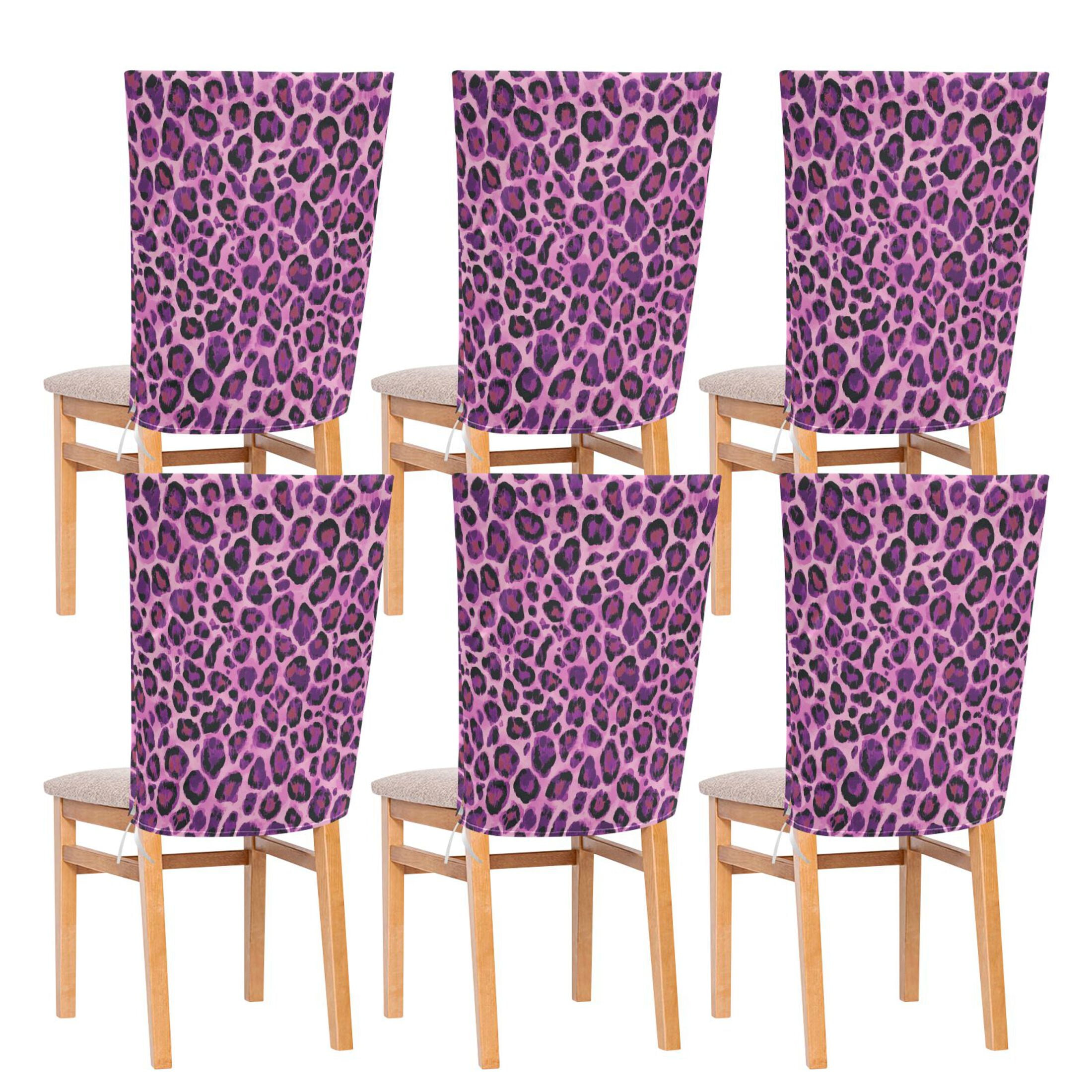 Wobogo Purple Leopard Print Dining Room Chair Covers 6 Pieces Super Fit ...