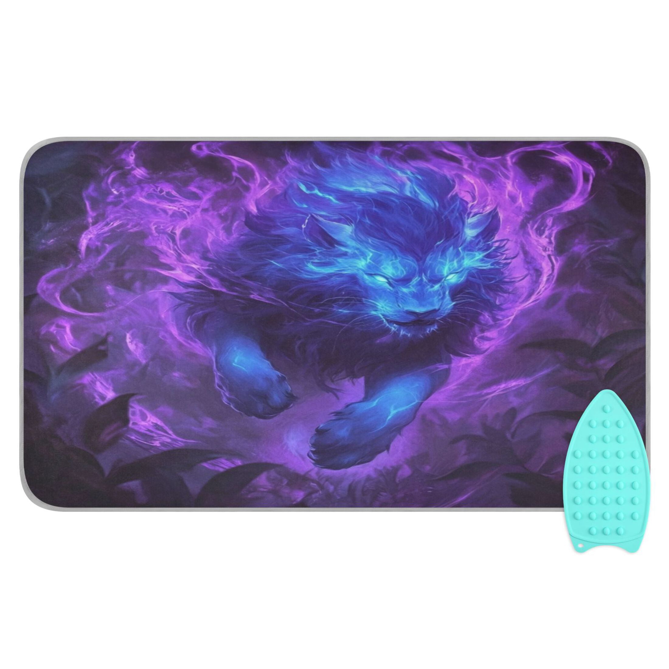 Wobogo Purple Light Blue Lion Ironing Mat Blanket Quilted Washer Dryer ...