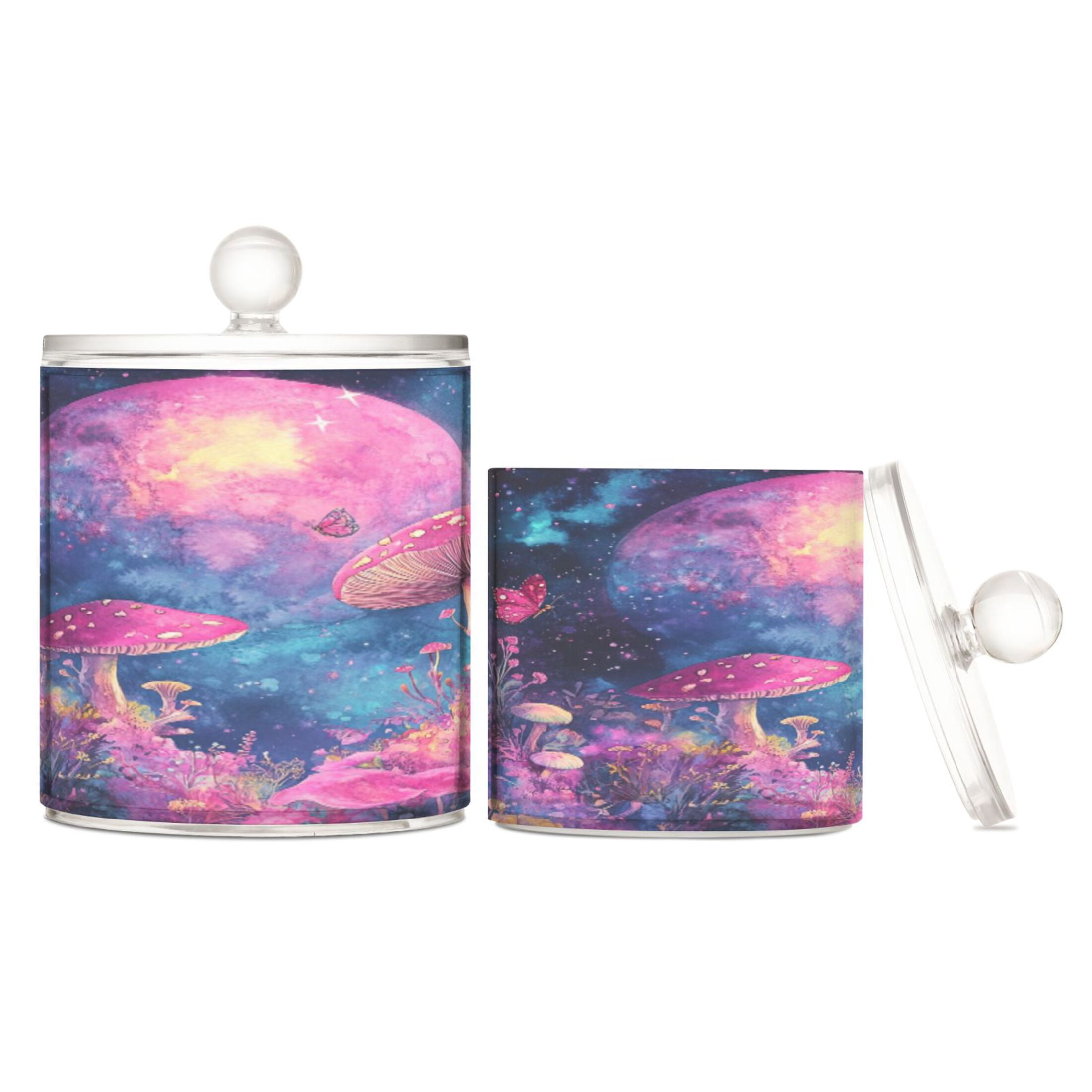 Wobogo Purple Mushroom Clear Plastic Jar Large and Medium Combo Set ...