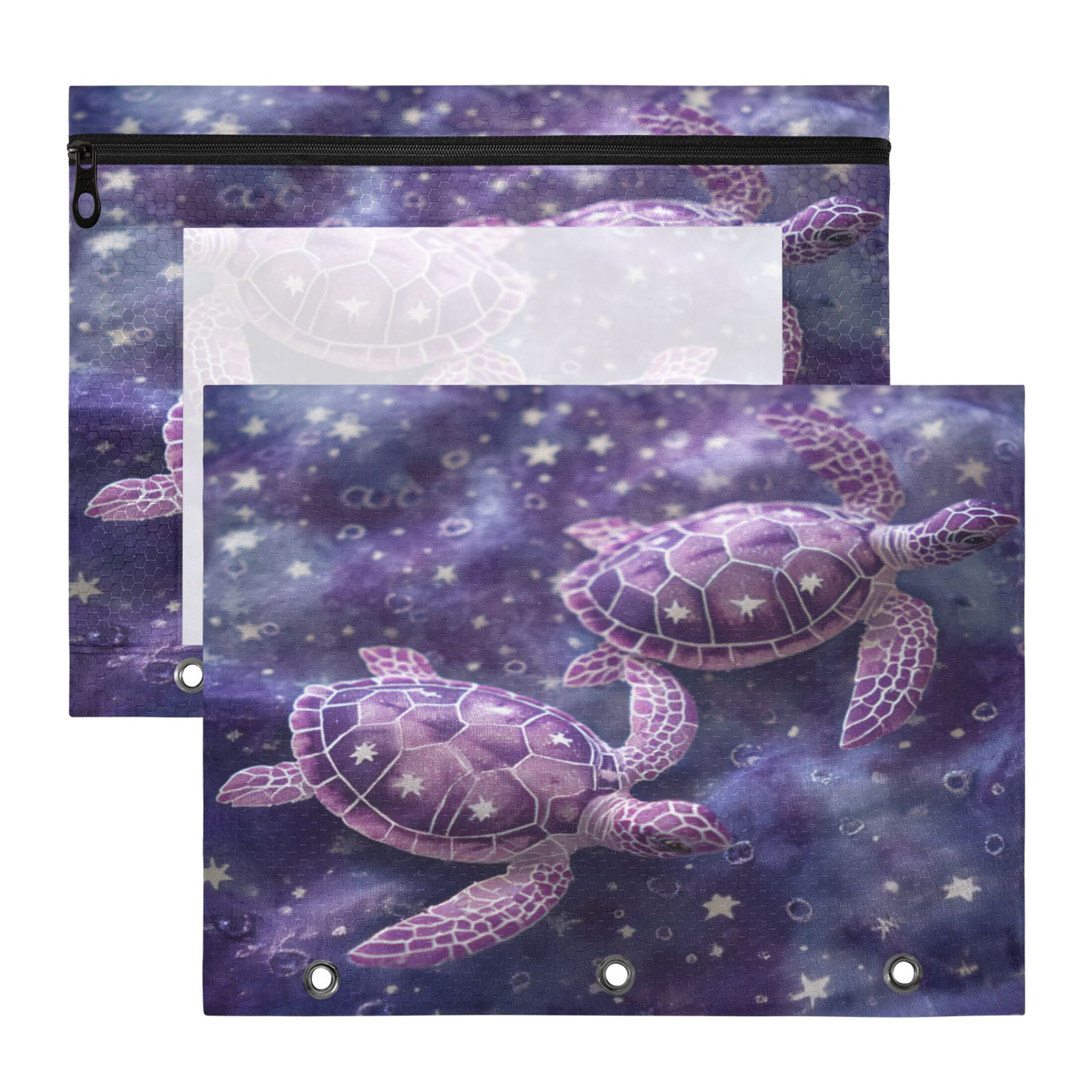 Wobogo Purple Sea Turtles A4 Size Clear Polyester File Pocket Set of 2 ...