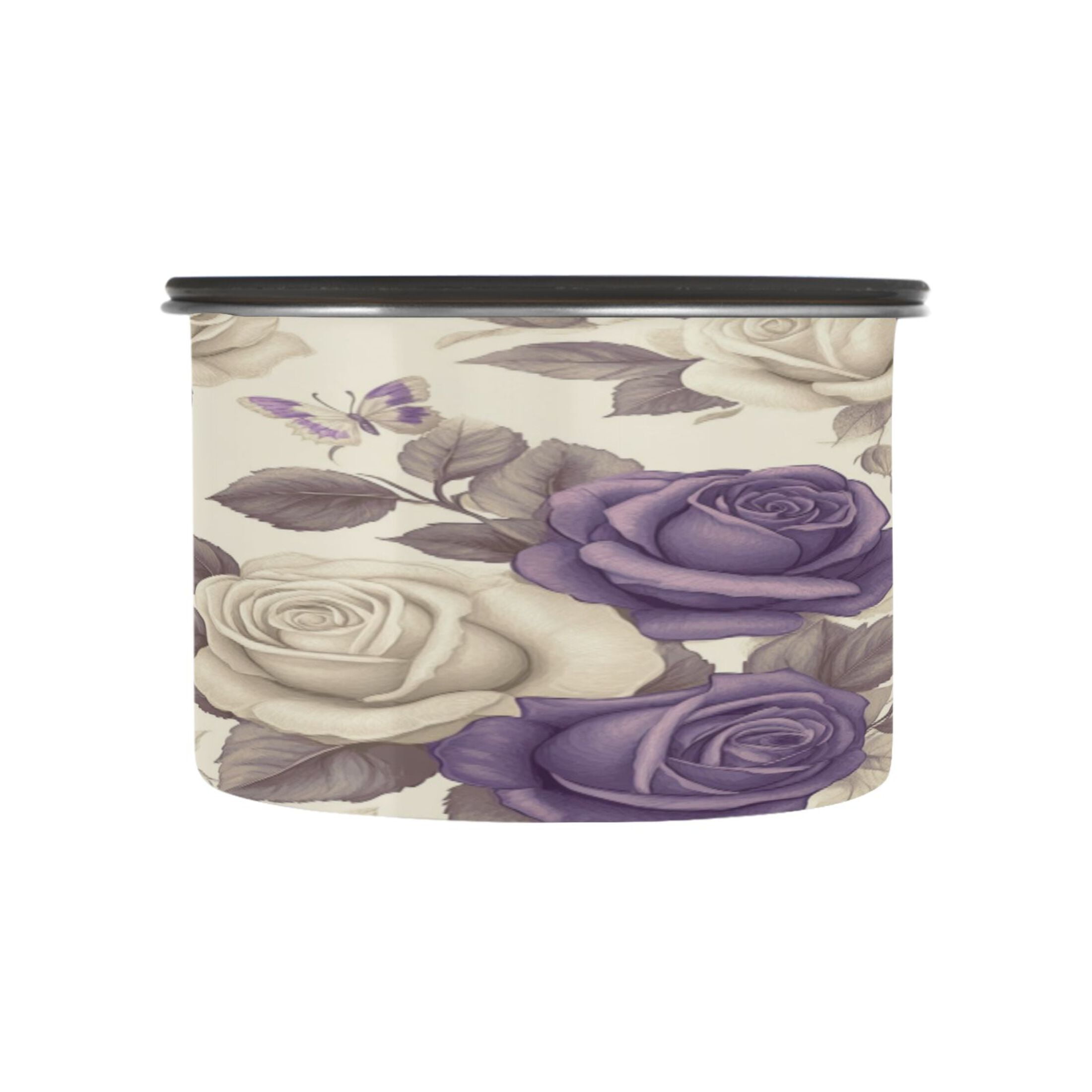 Wobogo Purple White Flowers Pattern Food Storage Jars 304 Food Grade Stainless Steel Canisters ...