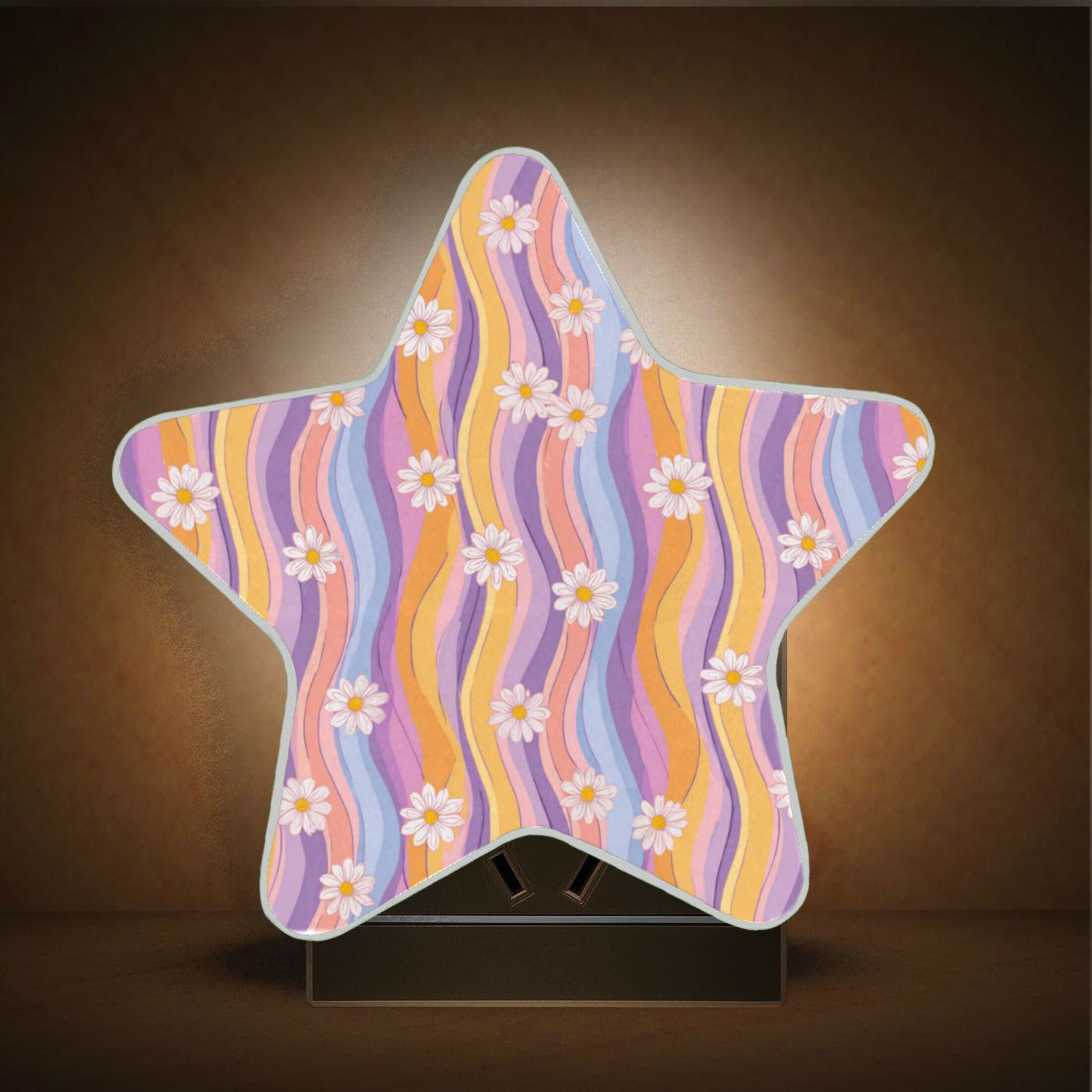 Wobogo Rainbow Daisy LED Star Night Light 0.2 Watt Wall Plug Dusk to ...