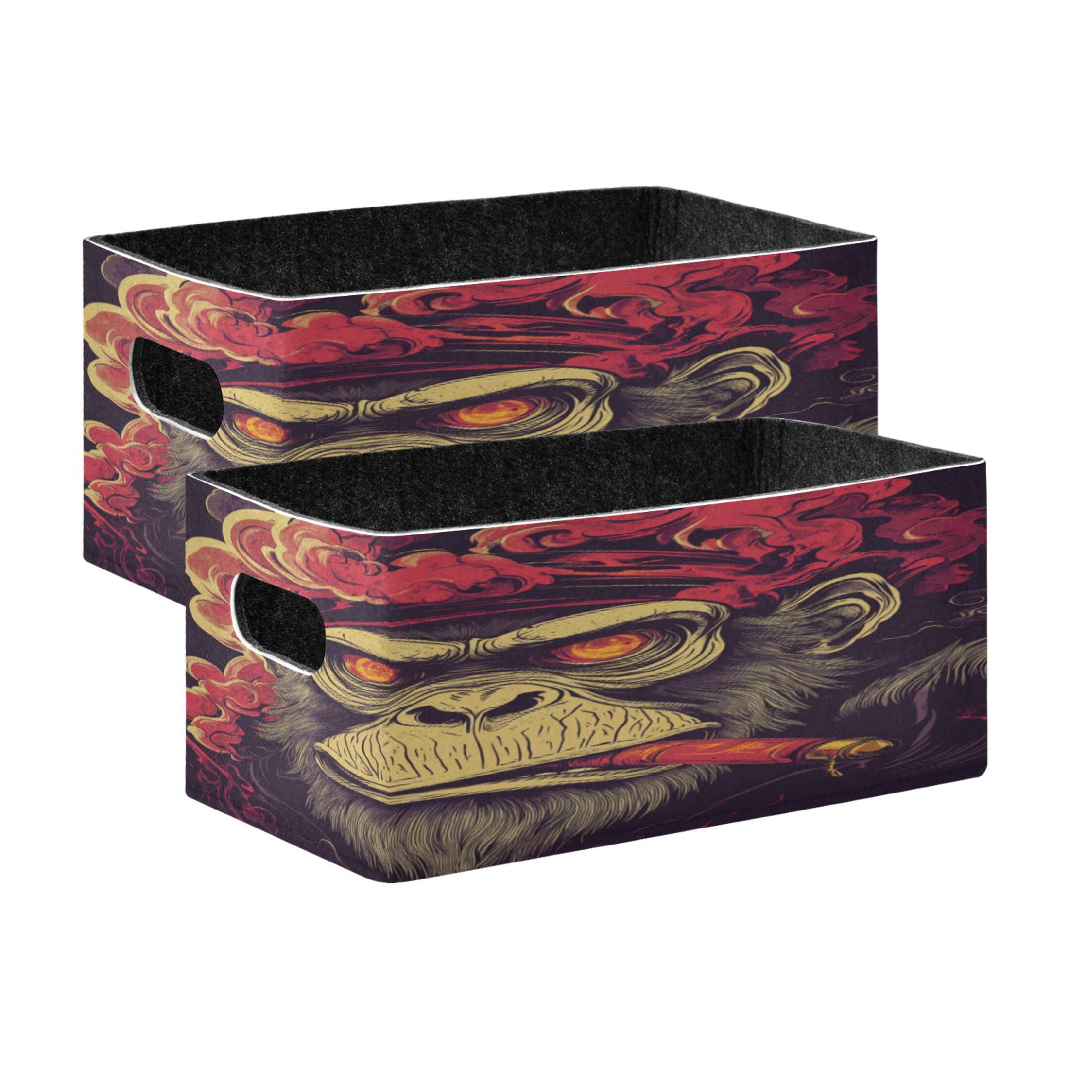 Wobogo Red Eyes Orangutan Pattern Decorative Folding Storage Basket Set ...