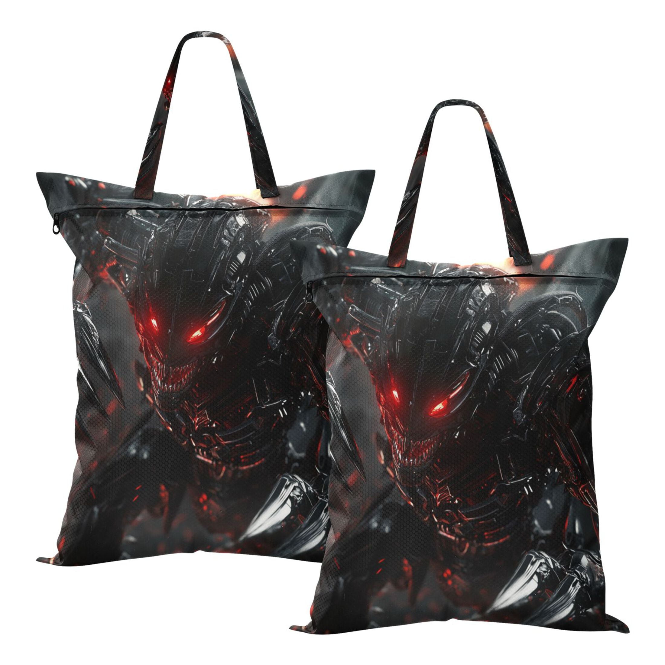 Wobogo Red Eyes Robot Travel Laundry Bag Dirty Clothes Organizer Top ...