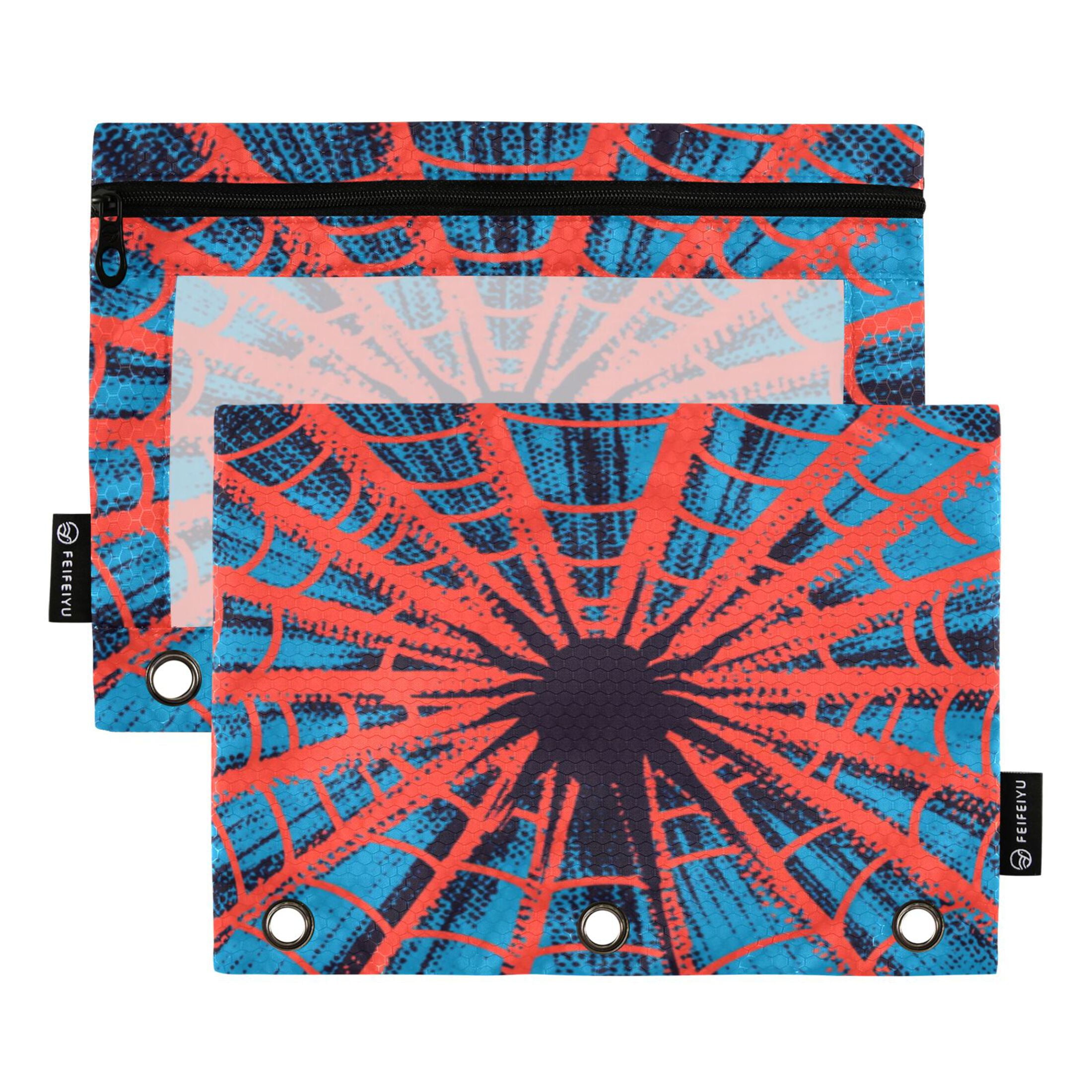 Wobogo Red Spiderweb Pencil Pouch with 3 Ring Binder Holes Set of 2 for ...