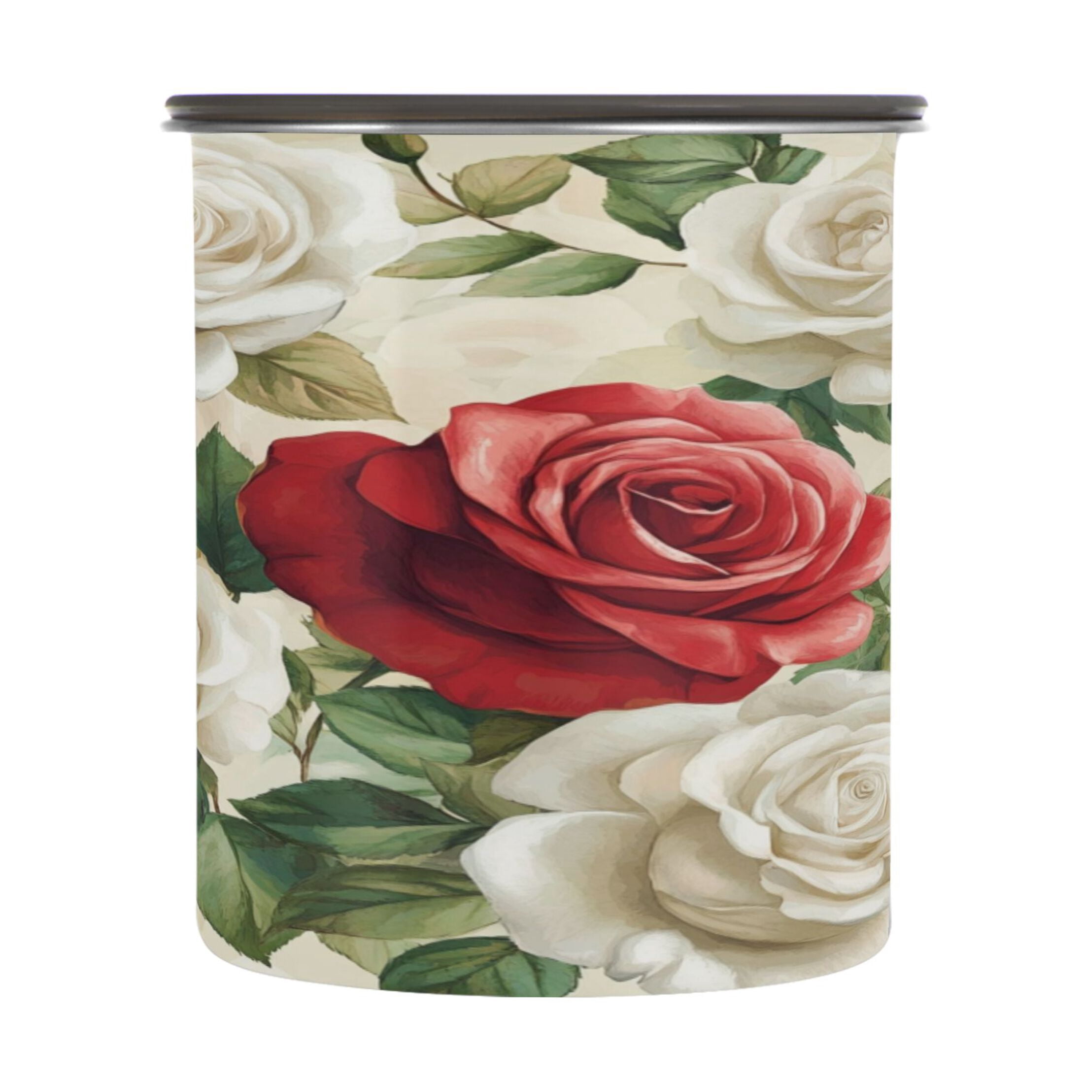Wobogo Red White Rose Pattern Food Storage Jars 304 Food Grade ...